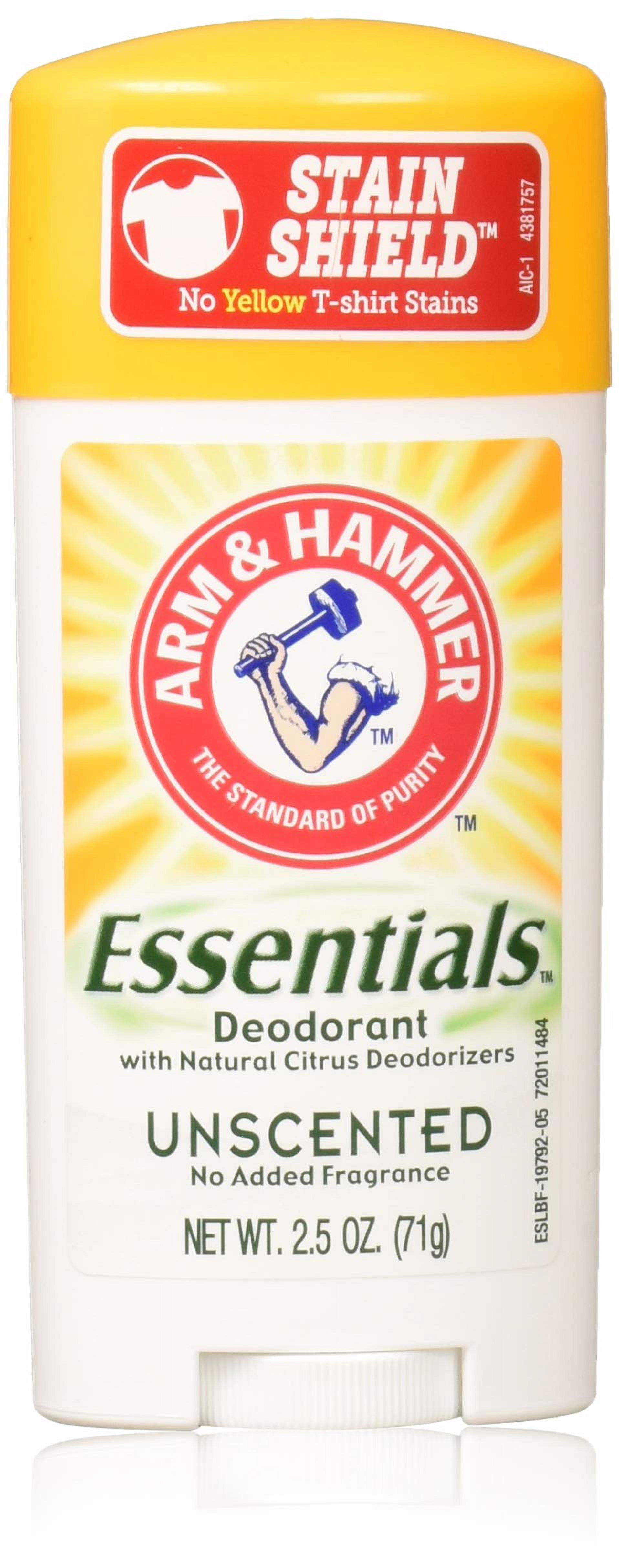 Arm & Hammer Essentials Natural Solid Deodorant, Unscented, 2.5 Ounce ...