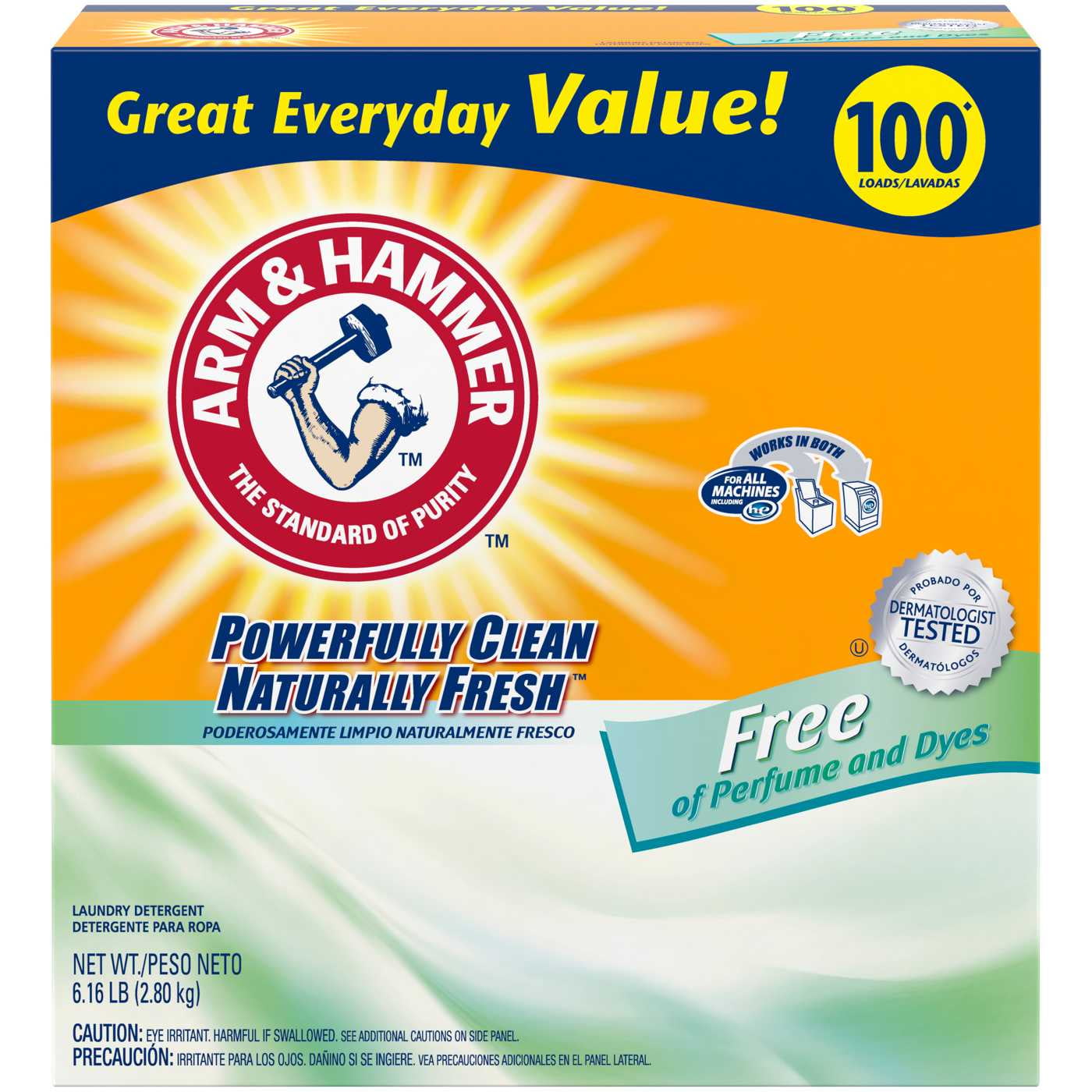 Arm & Hammer Free Powder Laundry Detergent, 100 Loads 6.16 lbs ...