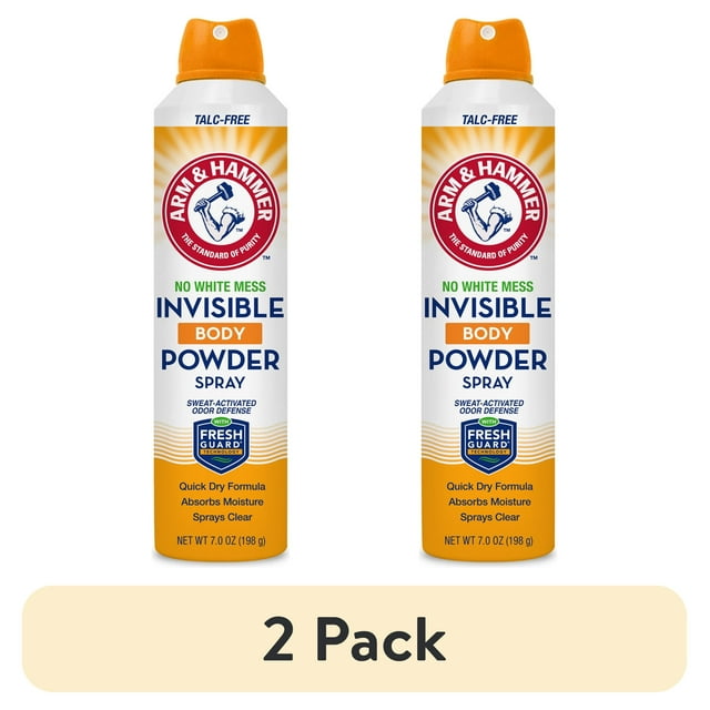 (2 pack) Arm & Hammer Invisible Odor Defense Body Powder Spray, 7 oz ...