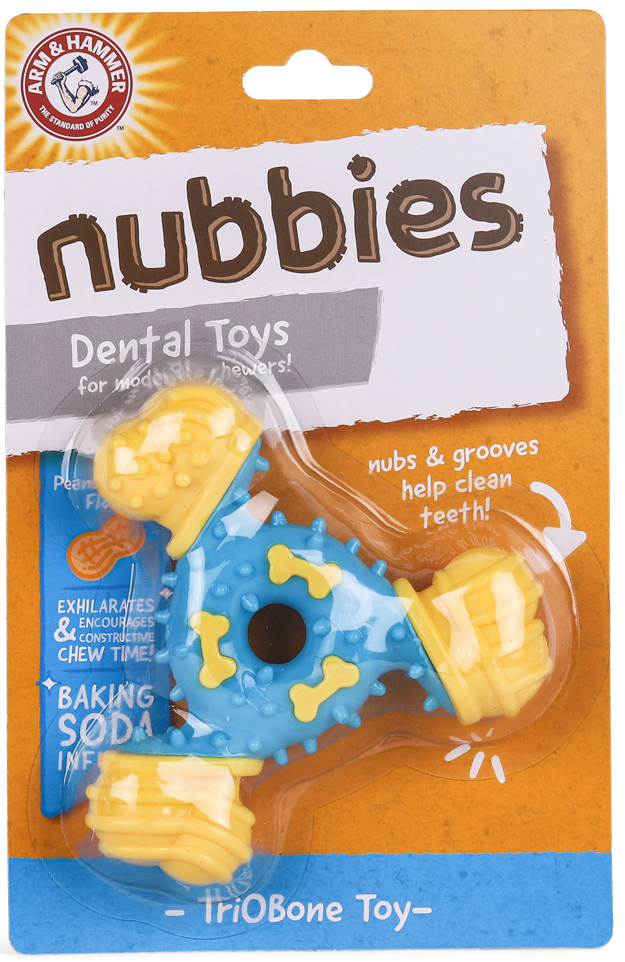 ARM & HAMMER Nubbies TriOBone Durable Dental Dog Chew Toy with Baking ...