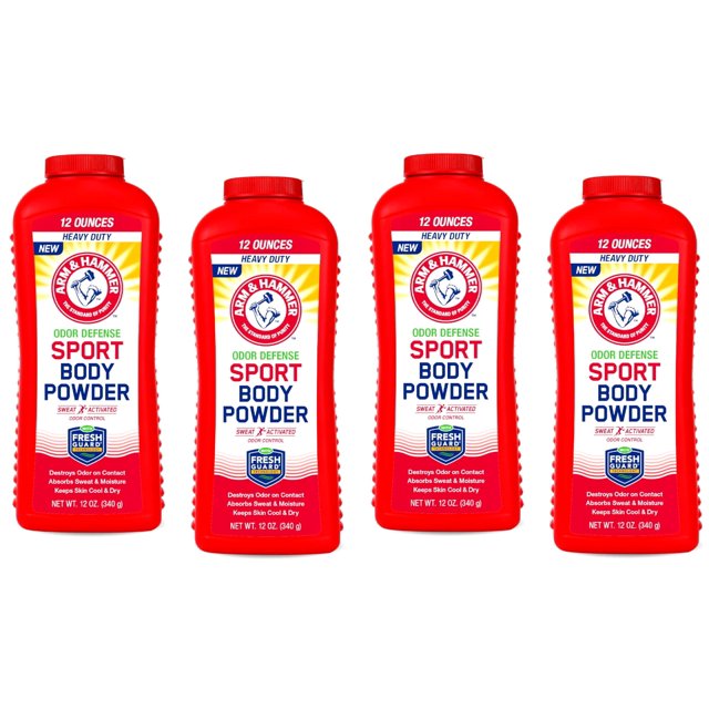 Arm & Hammer Odor Defense Sport Body Powder 12 Ounces, Pack of 4 ...