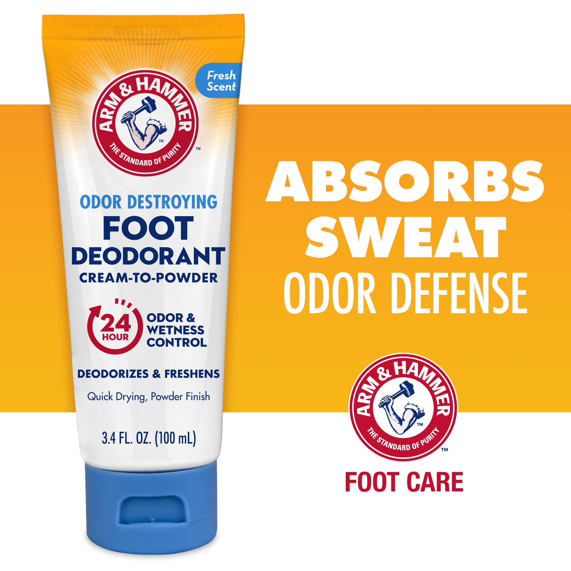 ARM & HAMMER Odor Destroying Foot Deodorant Cream-to-Powder 3.4 oz TSA ...