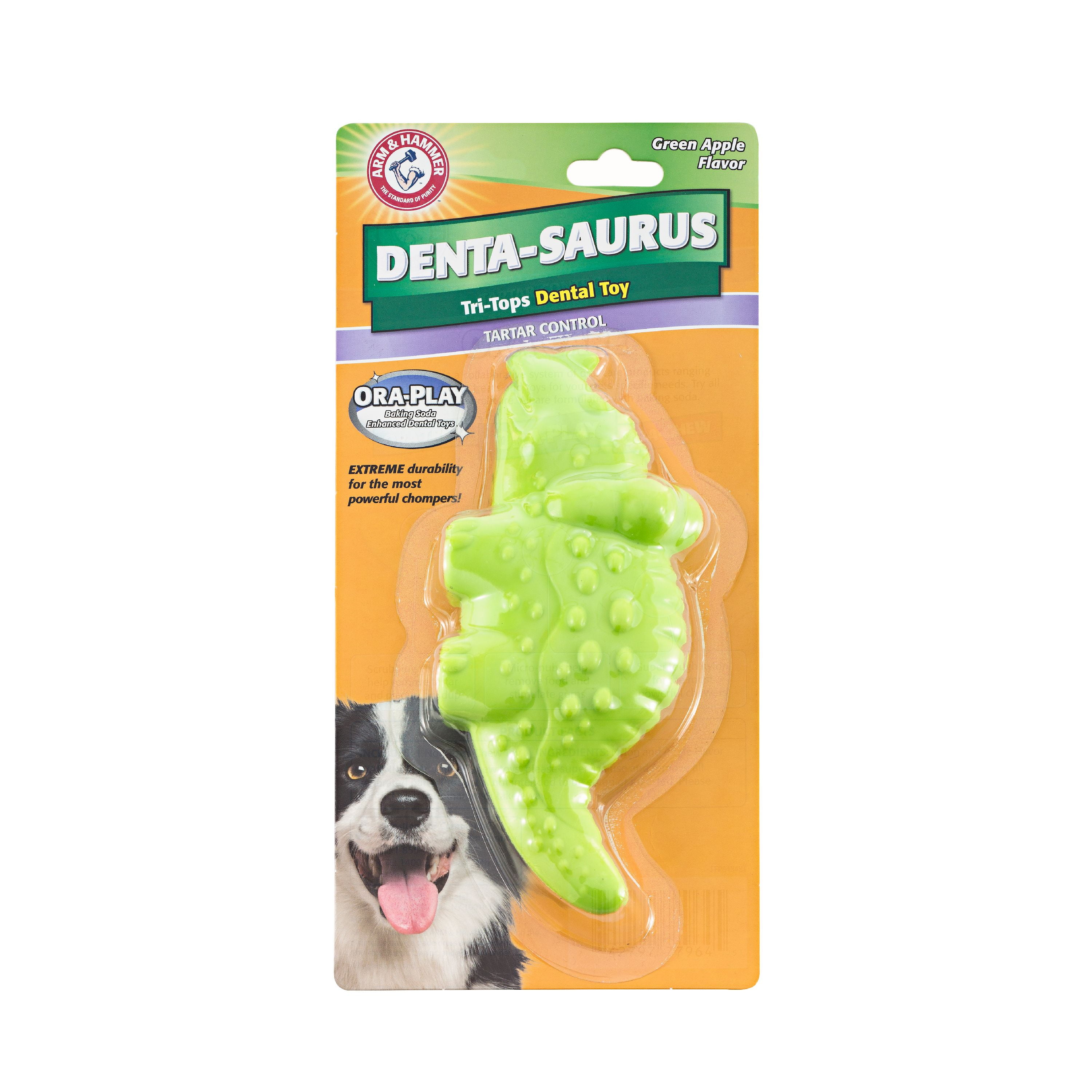 Arm & Hammer Ora-Play Denta-Saurus Tri-Tops Apple Flavor Nylon Dog ...