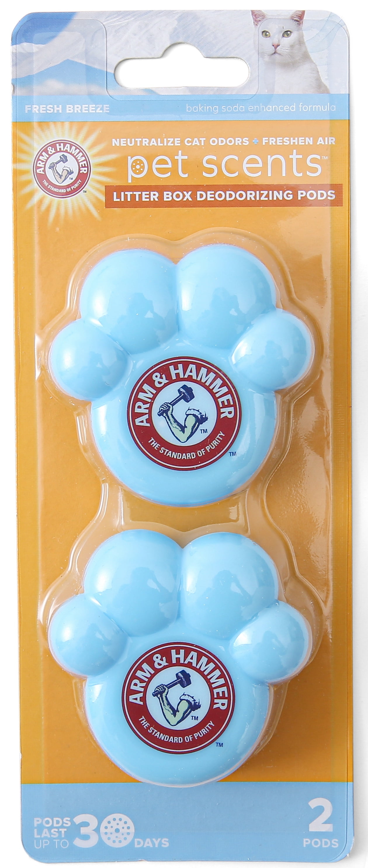 Arm & Hammer Cat Litter Box Deodorizing Pods, Fresh Breeze Scent, 2 ...