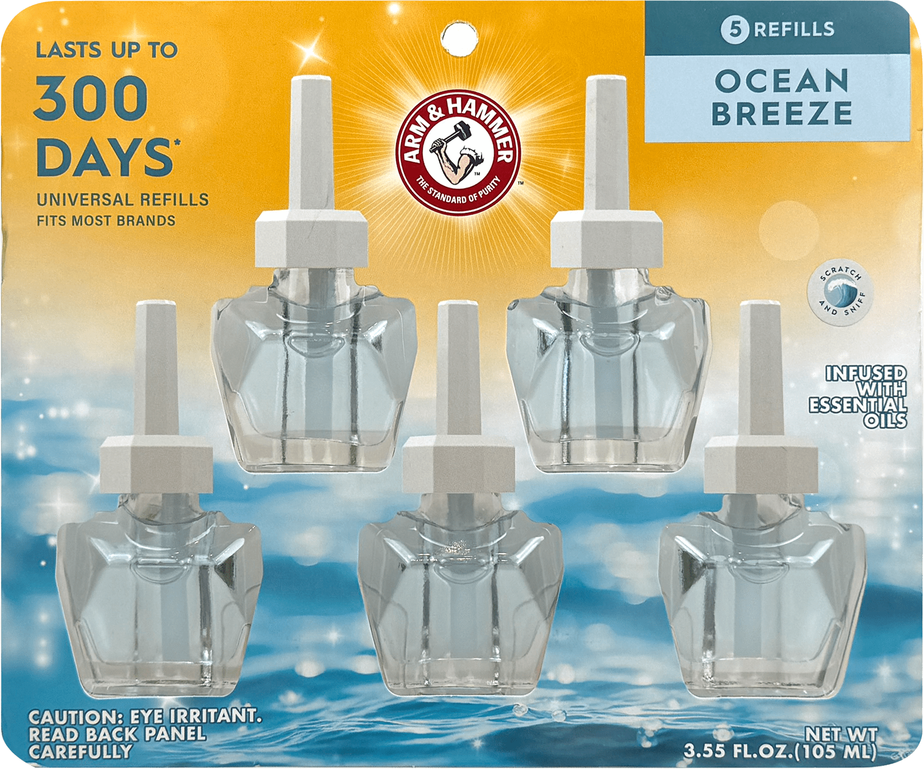 Arm & Hammer Plug-In Scented Oil Air Freshener Refill, Ocean Breeze, 3. ...