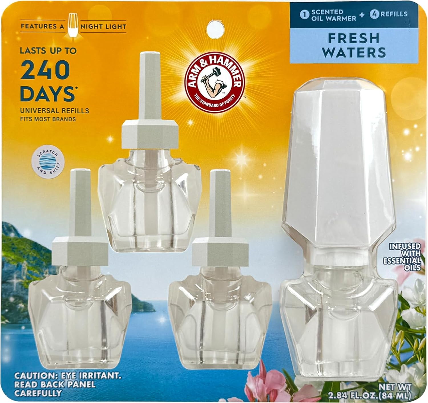 Arm & Hammer Plug-In Air Freshener Kit with Oil Warmer and 4 Refills ...