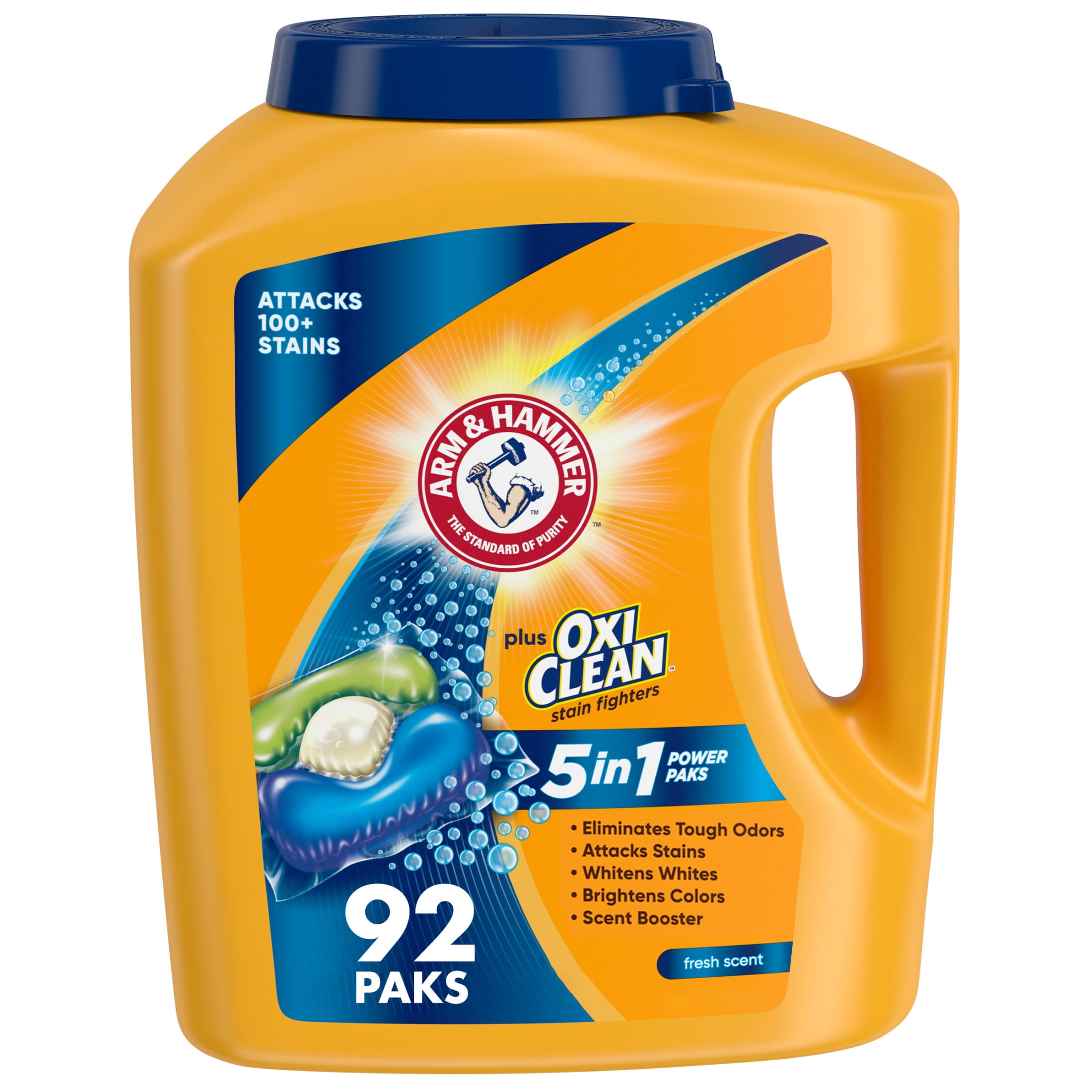 ARM & HAMMER Plus OxiClean 5-in-1 Laundry Detergent Power Paks, 92 ...