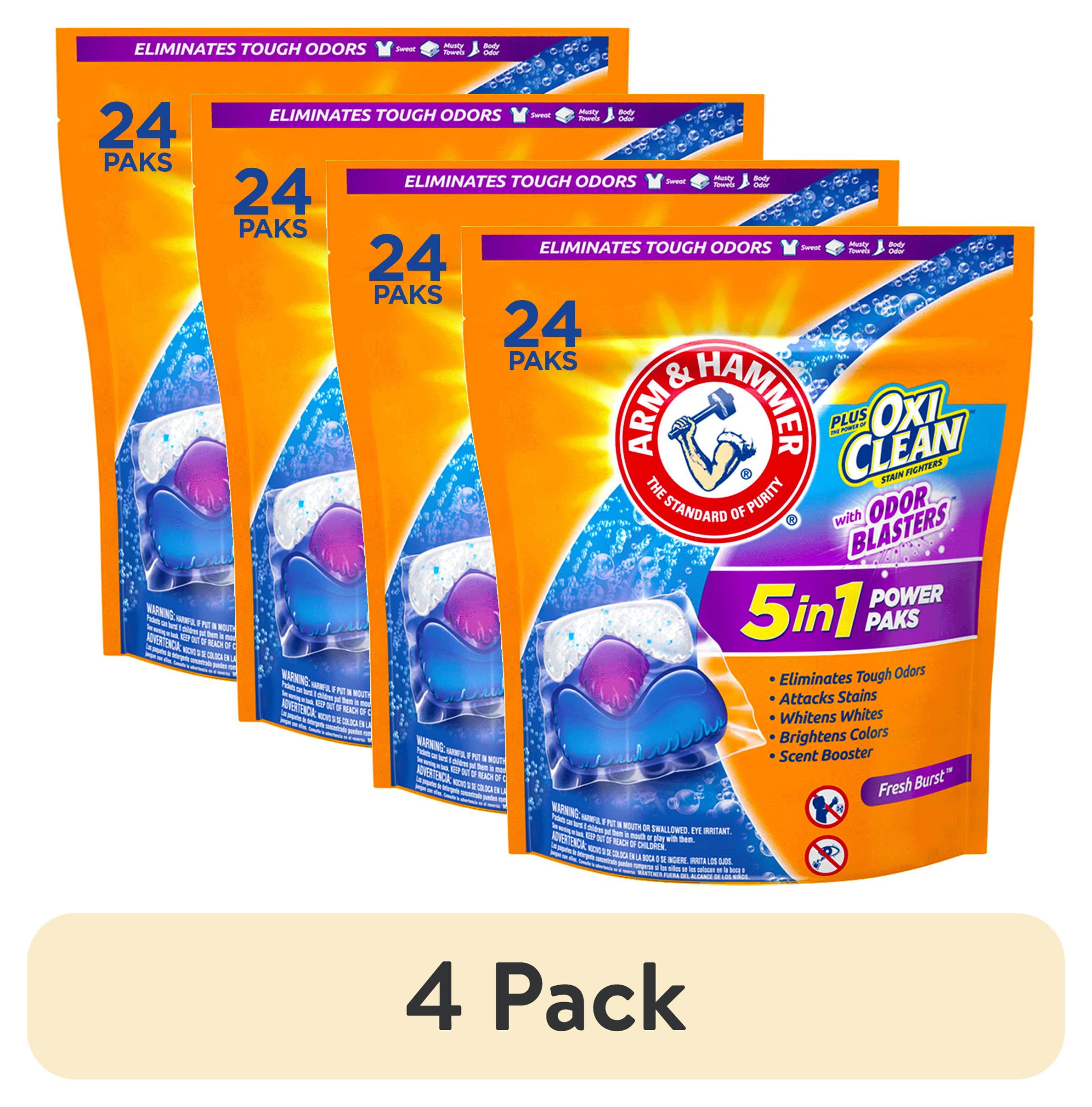(4 pack) Arm & Hammer Plus OxiClean With Odor Blasters UNIT DOSE LAUNDRY DETERGENT 5-IN-1- Power ...
