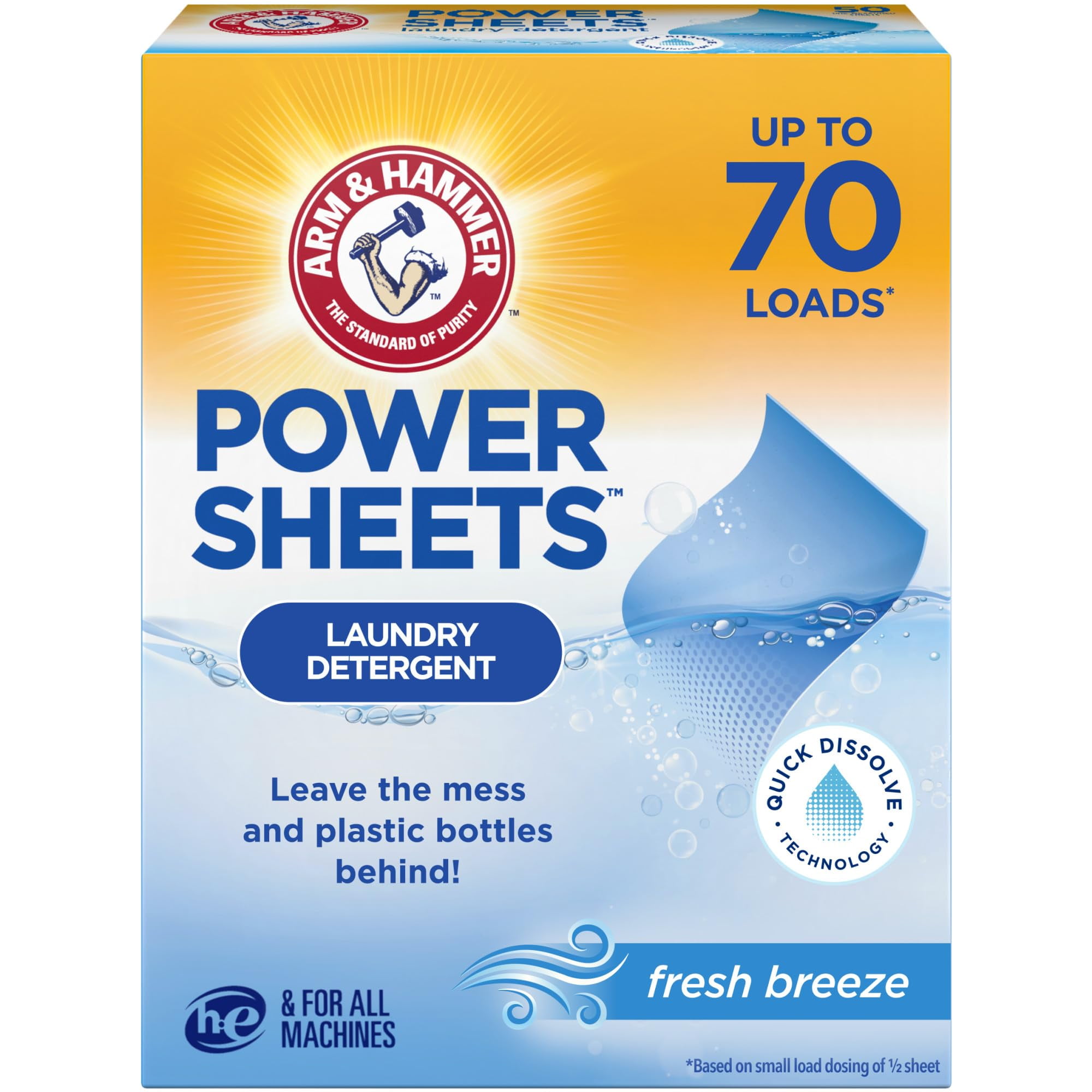 ARM & HAMMER Power Sheets Laundry Detergent, Fresh Breeze Scent, No ...