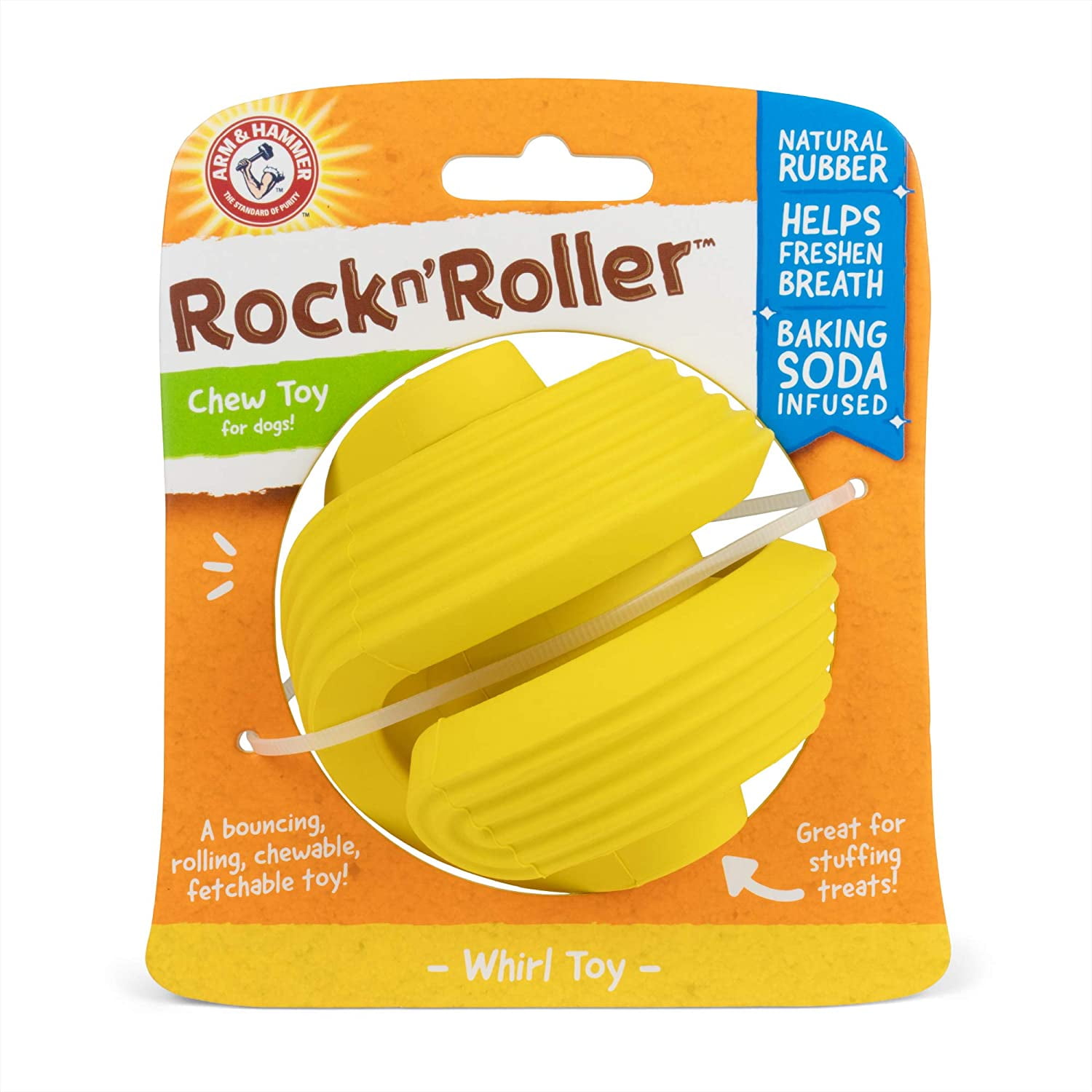 Arm & Hammer Rock N Roller "Whirl" Rubber Ball Chew Toy - Walmart.com