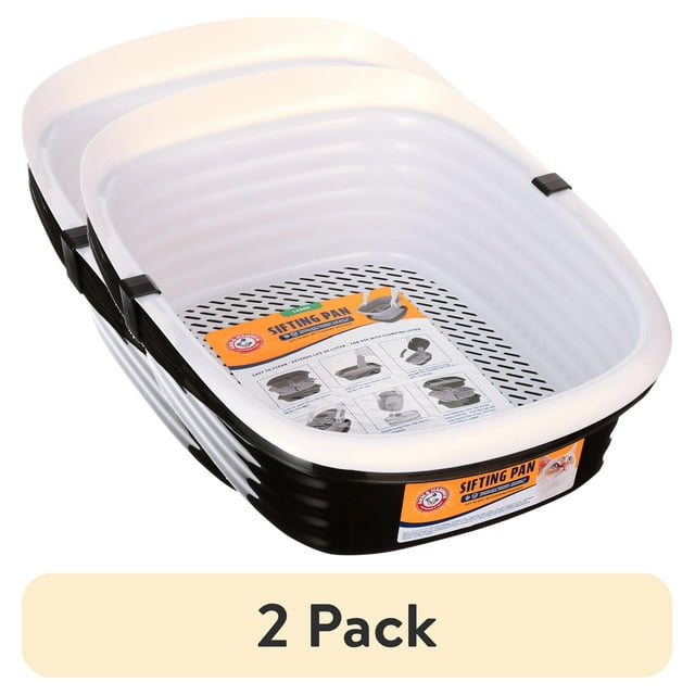 (2 pack) Arm & Hammer Sifting Cat Litter Box, 2 Open Top Plastic Cat ...