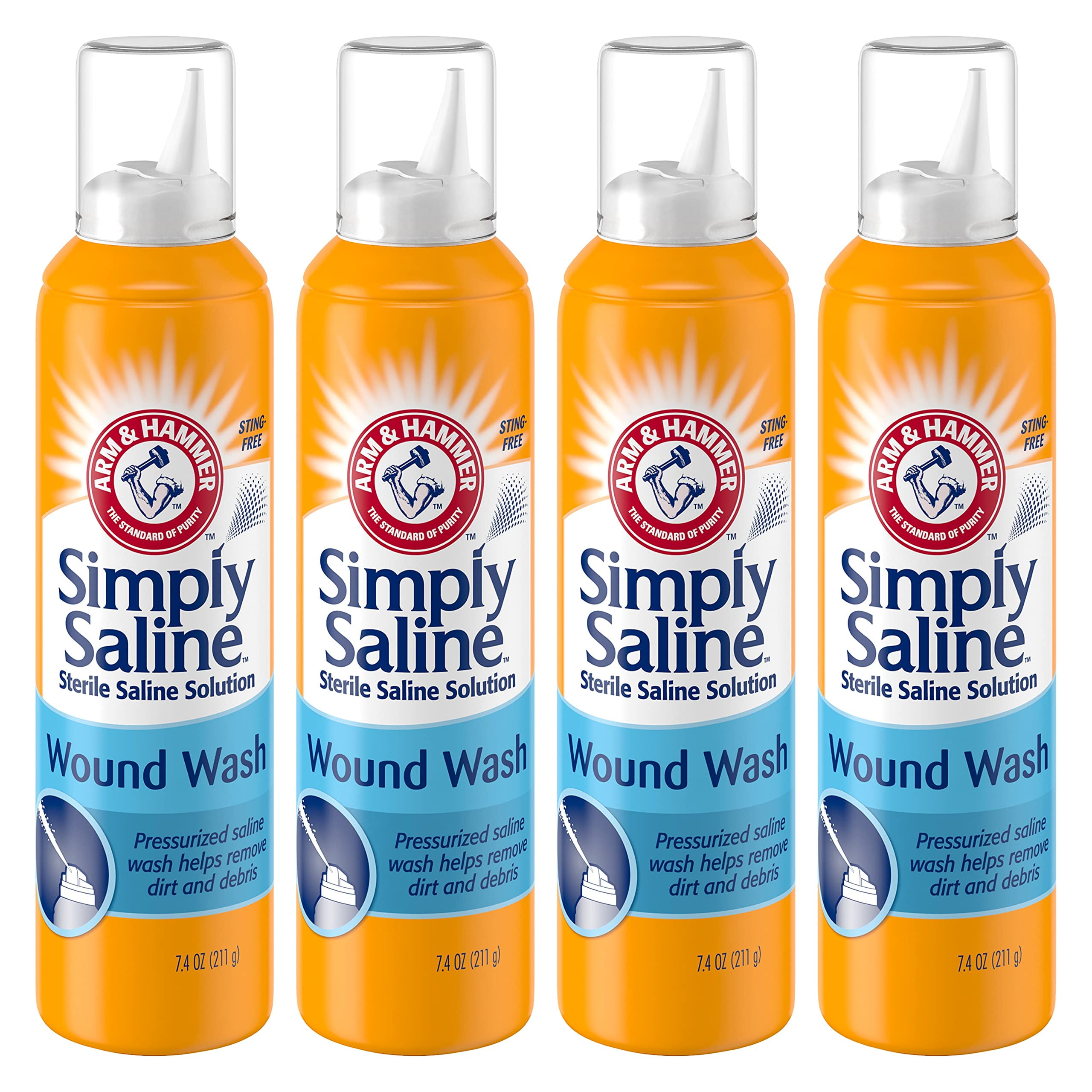 ARM & HAMMER Simply Saline Wound Wash, Continuous Spray, 7.4 oz, 4 Pack ...