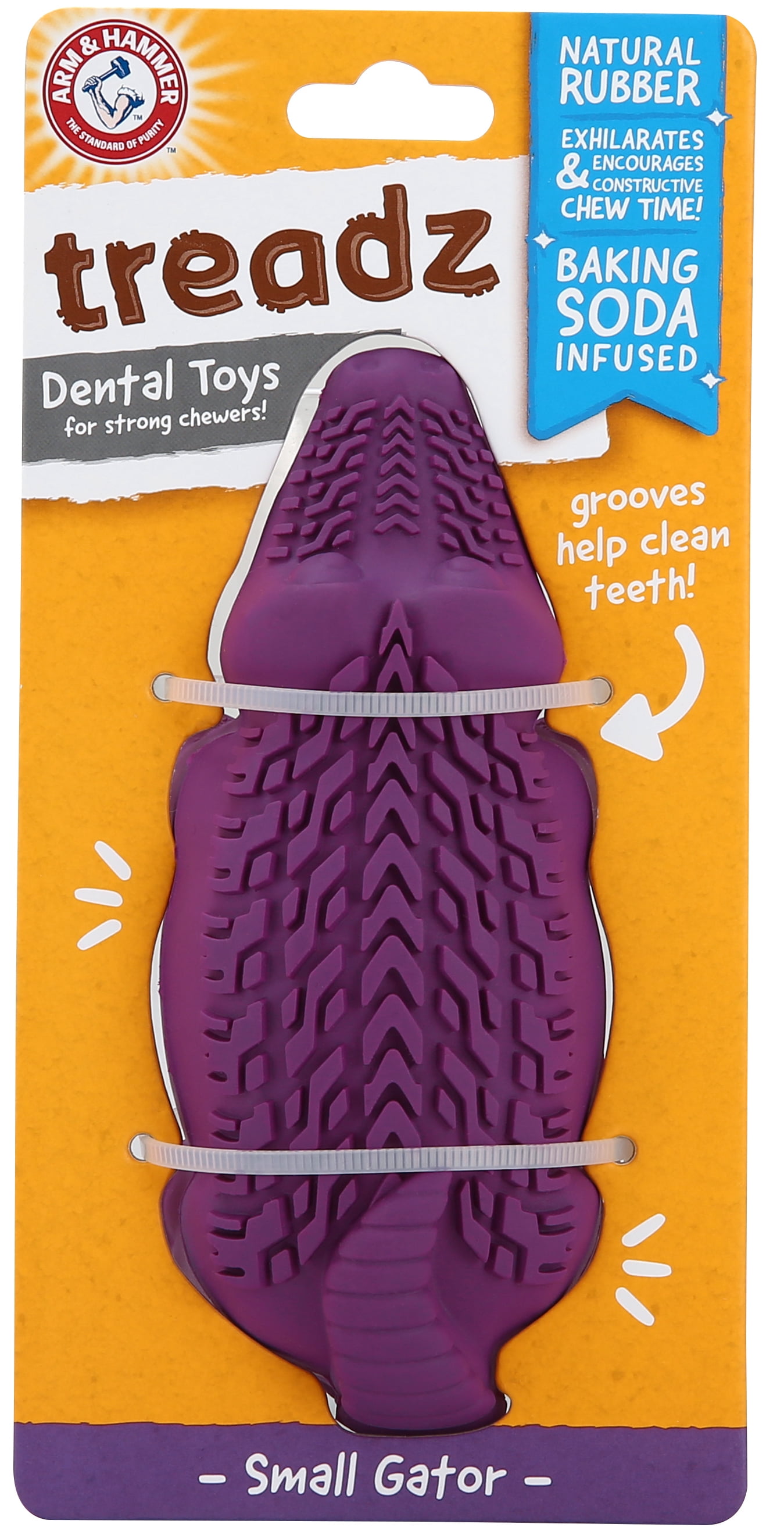 Arm & Hammer Super Treadz Mini Gator Durable Dental Dog Chew Toy 5 in ...