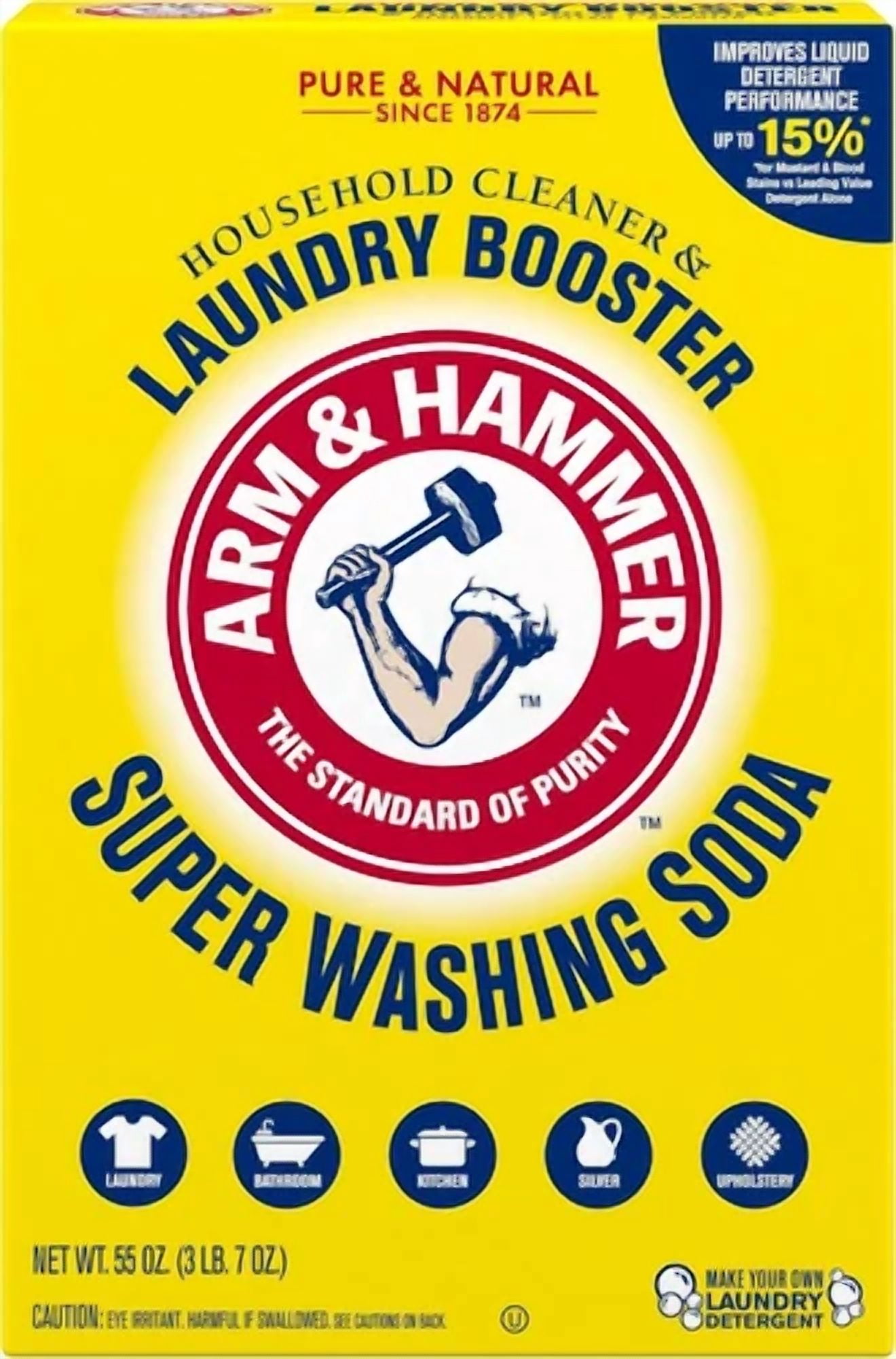 Arm & Hammer Super Washing Soda, 55 Oz – Household Cleaner & Laundry ...