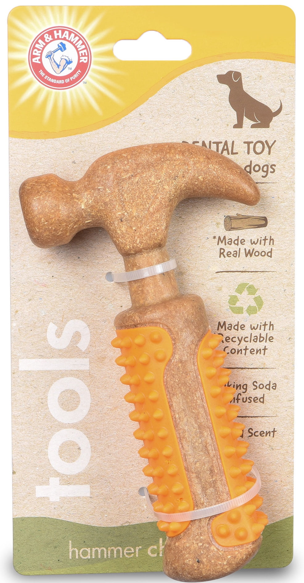 Arm & Hammer Tools 7" Wood Mix Hammer Durable Dental Chew Dog Toy ...