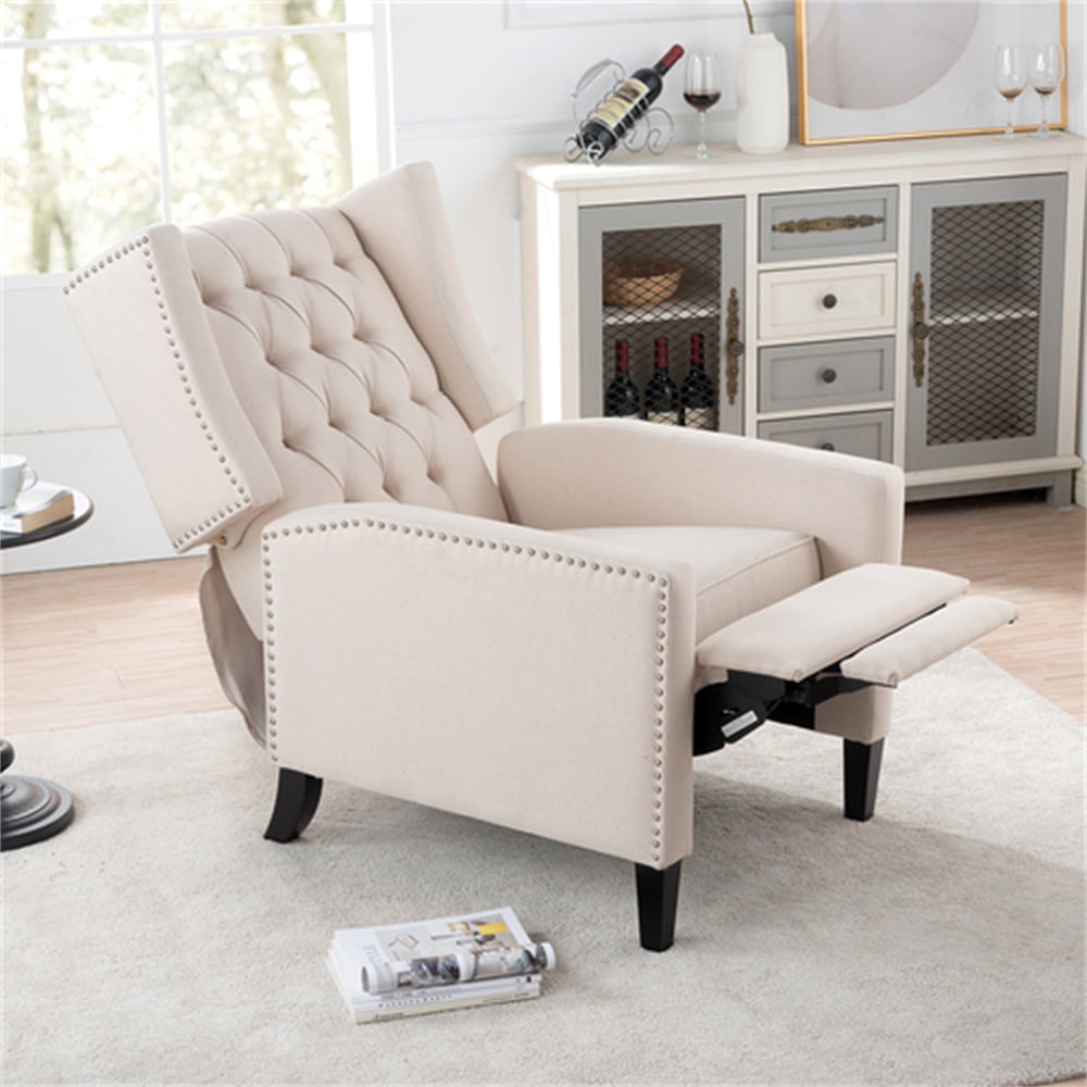 Modern Button Tufted Wingback Accent Oversized Manual Push Back ...