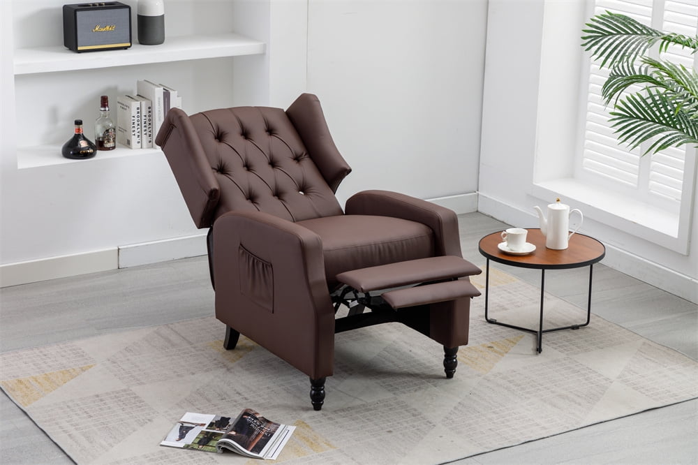 Arm Pushing Recliner Chair, Modern Button Tufted Wingback Manual Push ...
