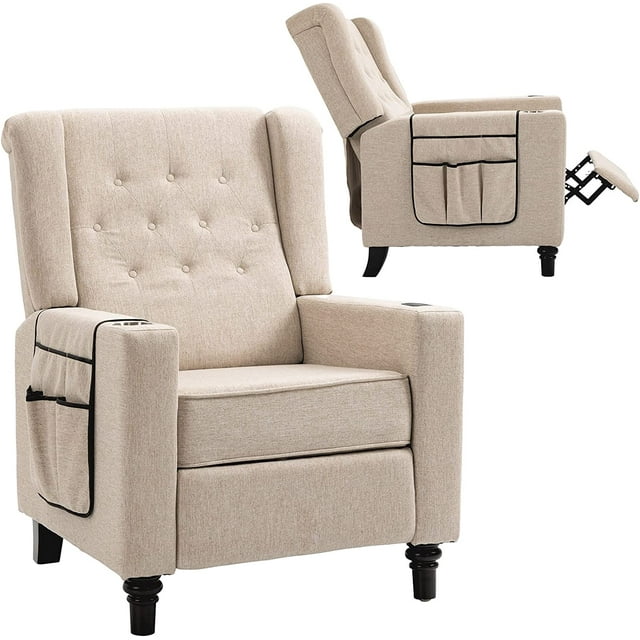 Arm Pushing Recliner Chair, Modern Button Tufted Wingback Push Back ...