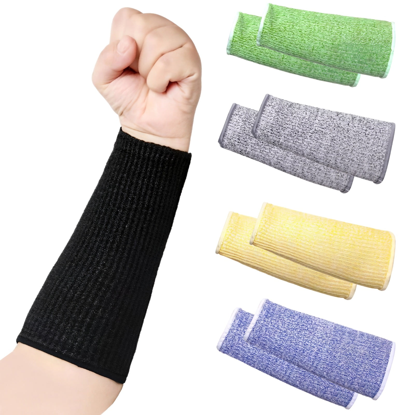 Arm Sleeves 5 Pairs Cooling UV Protection, Knitted Compression Forearm ...