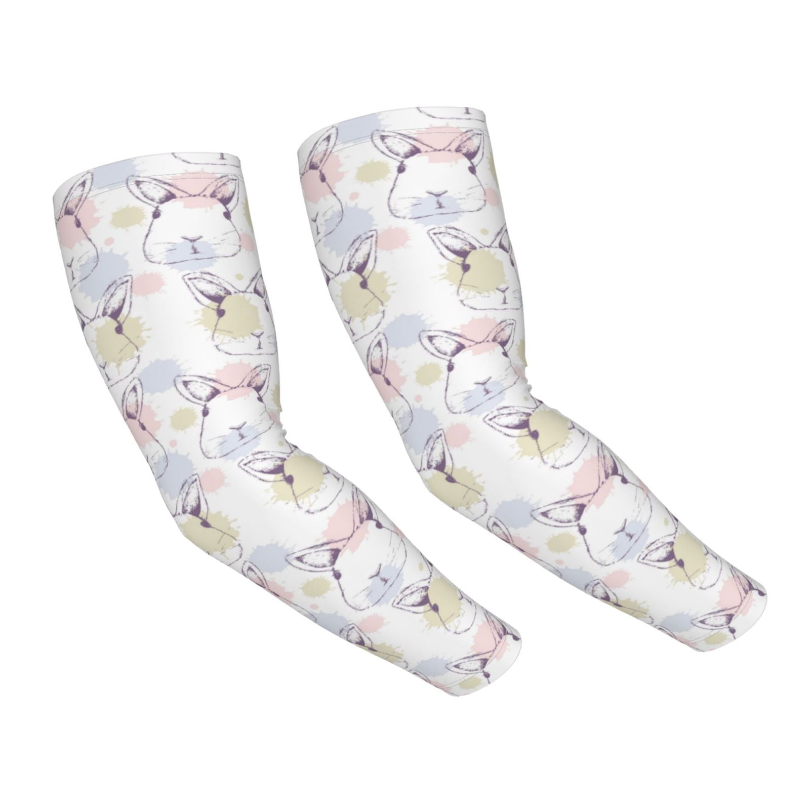 Arm Sleeves For Men/Women, Artistic Cute Rabbit Head Sun Protection ...