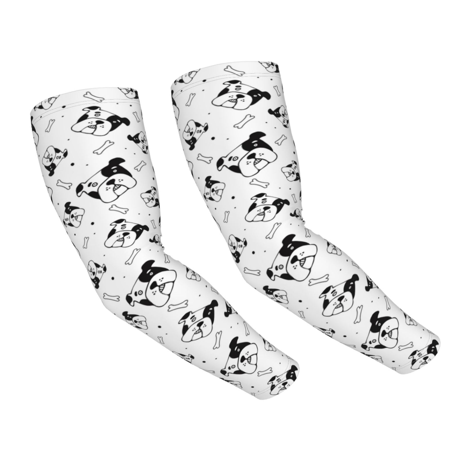 Arm Sleeves For Men/Women, Cute White Dog Black Sun Protection Cooling ...