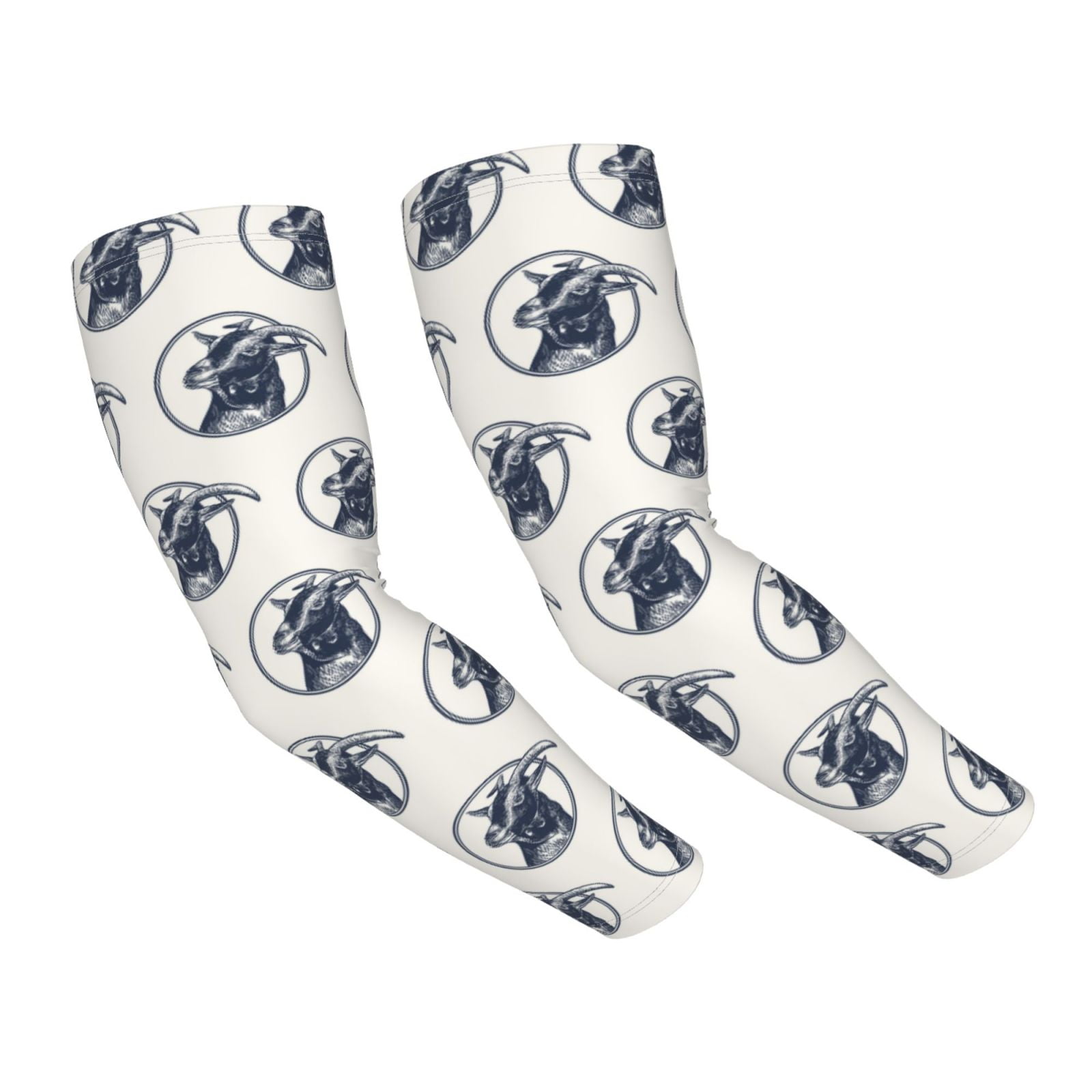 Arm Sleeves For Men/Women, Black White Hand Drawn Goat Head Sun ...
