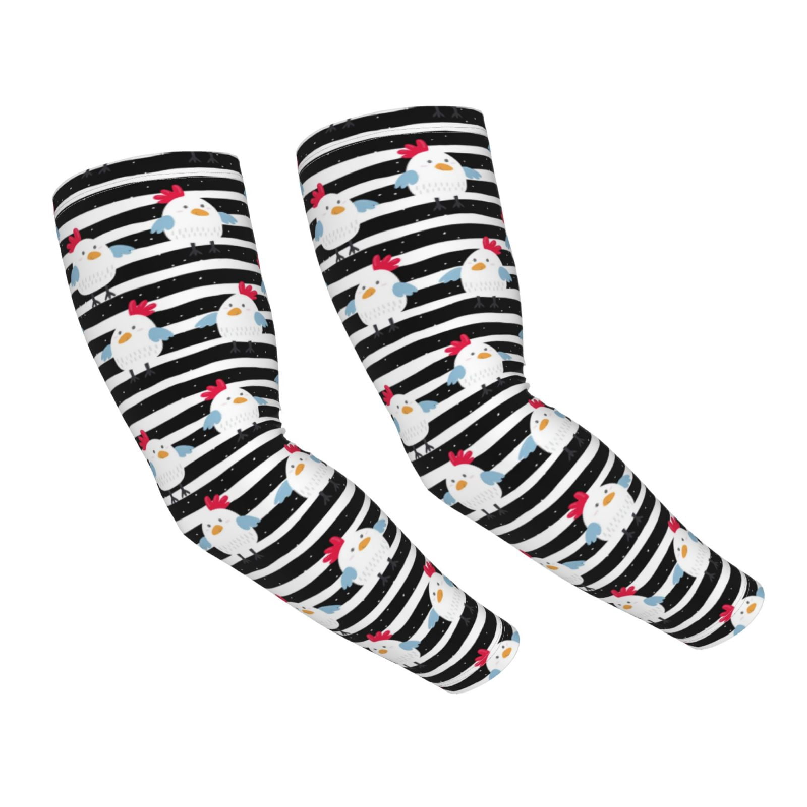 Arm Sleeves For Men/Women, Black White Striped Cute Chicken Sun ...