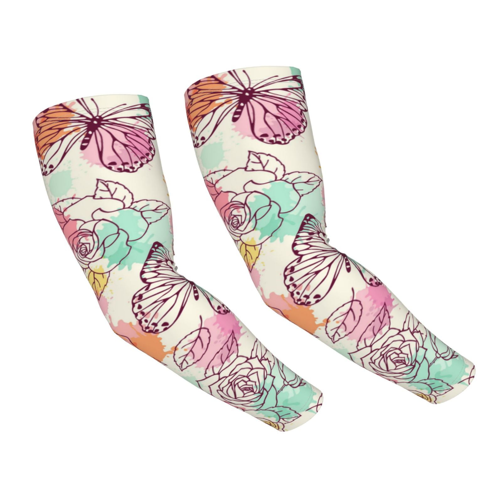 Arm Sleeves For Men/Women, Butterflies And Roses Sun Protection Cooling ...