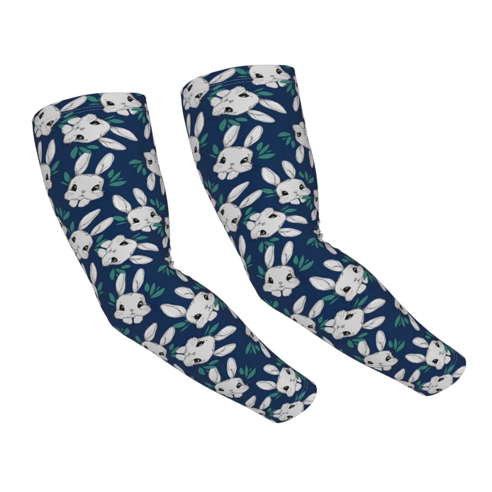 Arm Sleeves For Men/Women, Cartoon Cute Rabbit Face Leaf Sun Protection ...