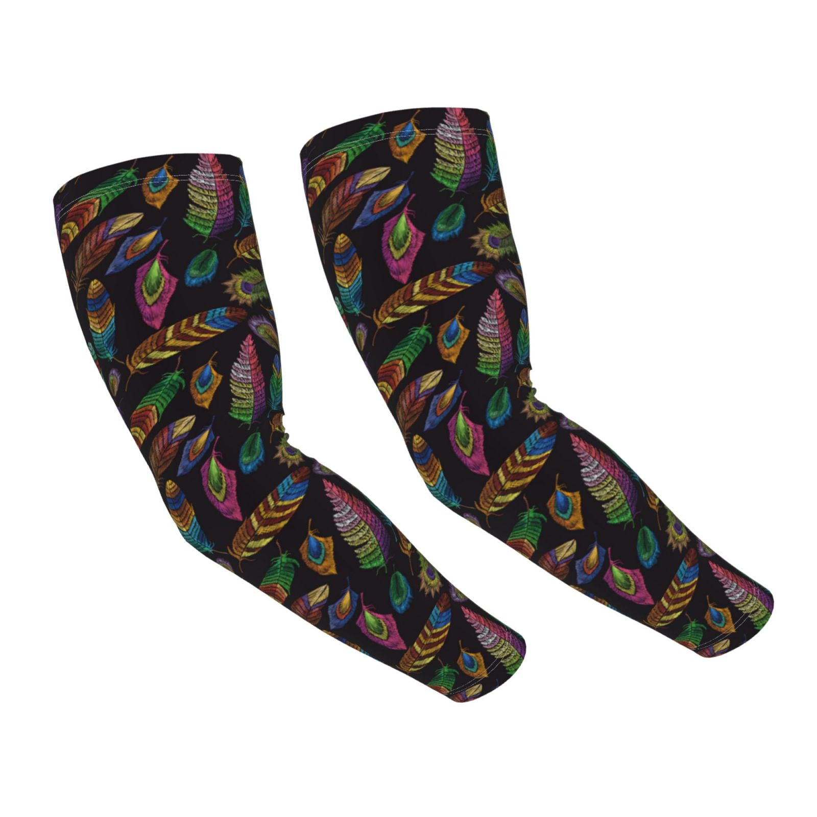 Arm Sleeves For Men/Women, Colorful Feathers_A Sun Protection Cooling ...