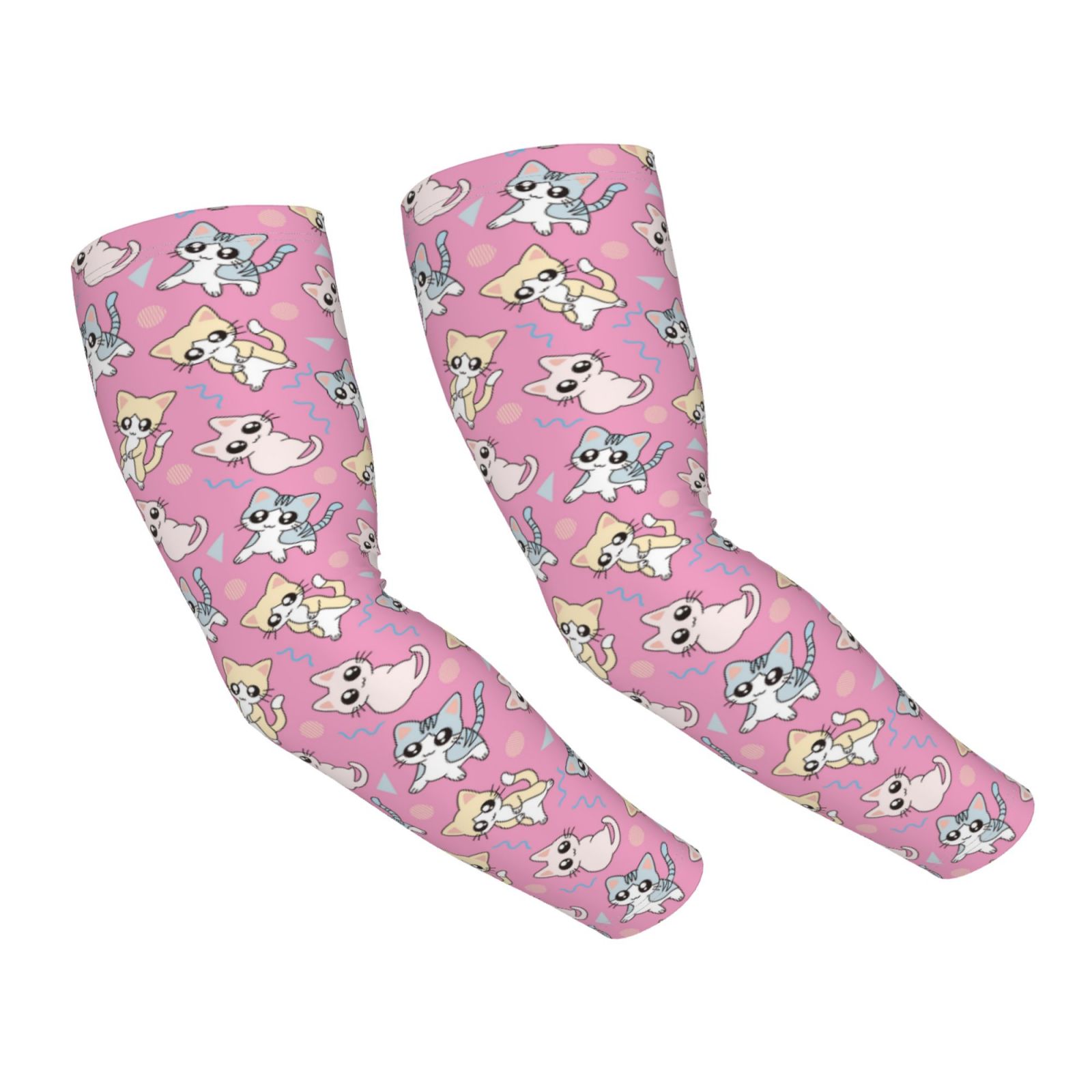 Arm Sleeves For Men/Women, Cute Cartoon Colorful Cat Rose Red Sun ...