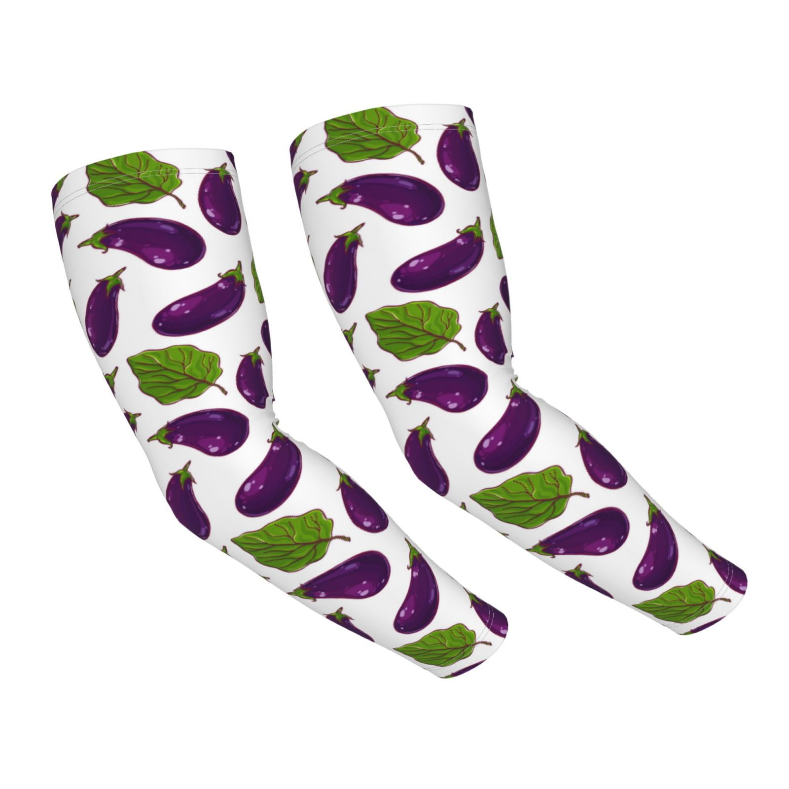 Arm Sleeves For Men/Women, Eggplant Pattern Leaf Sun Protection Cooling ...