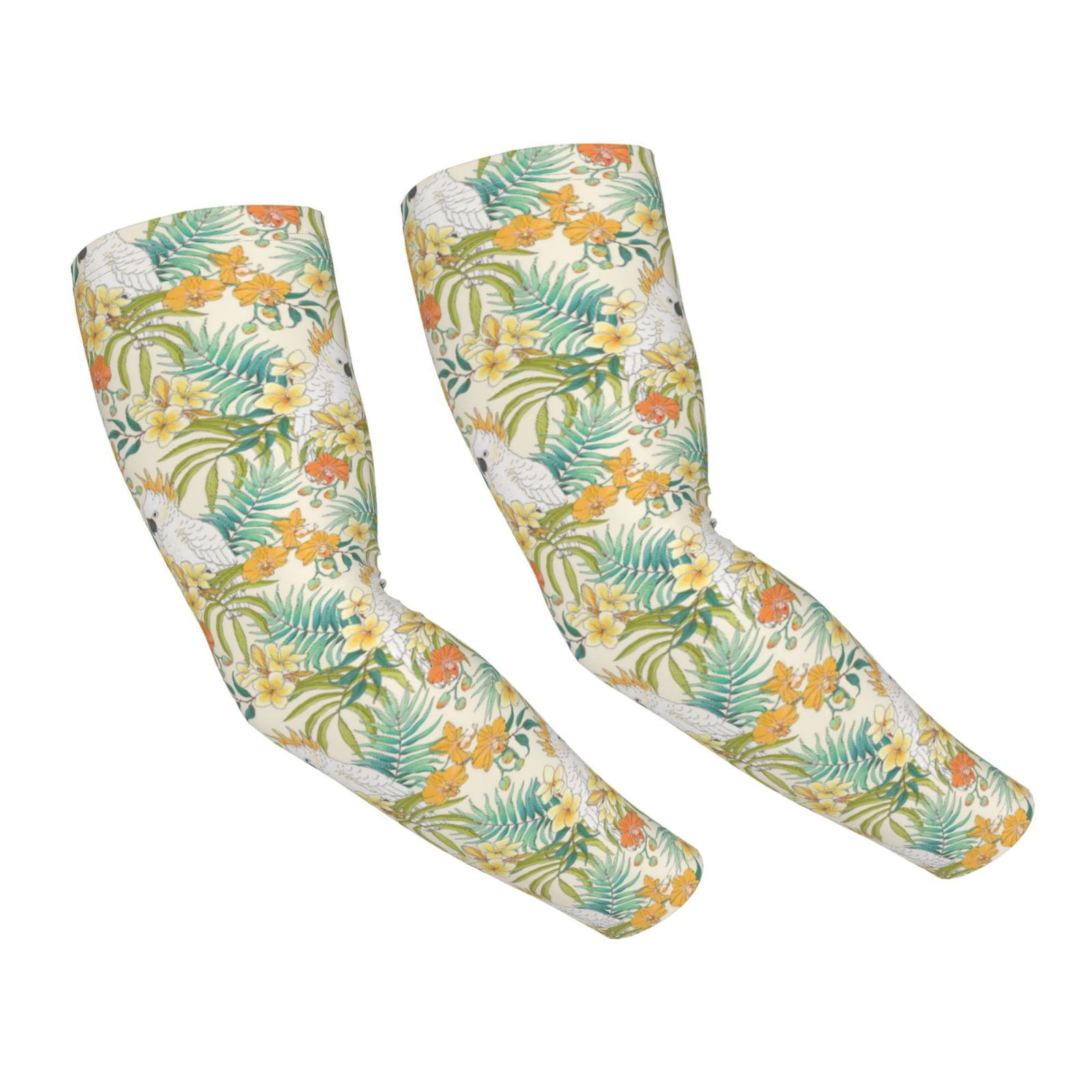 Arm Sleeves For Men/Women, Hand Drawn Cockatoo Parrot Flower Sun ...