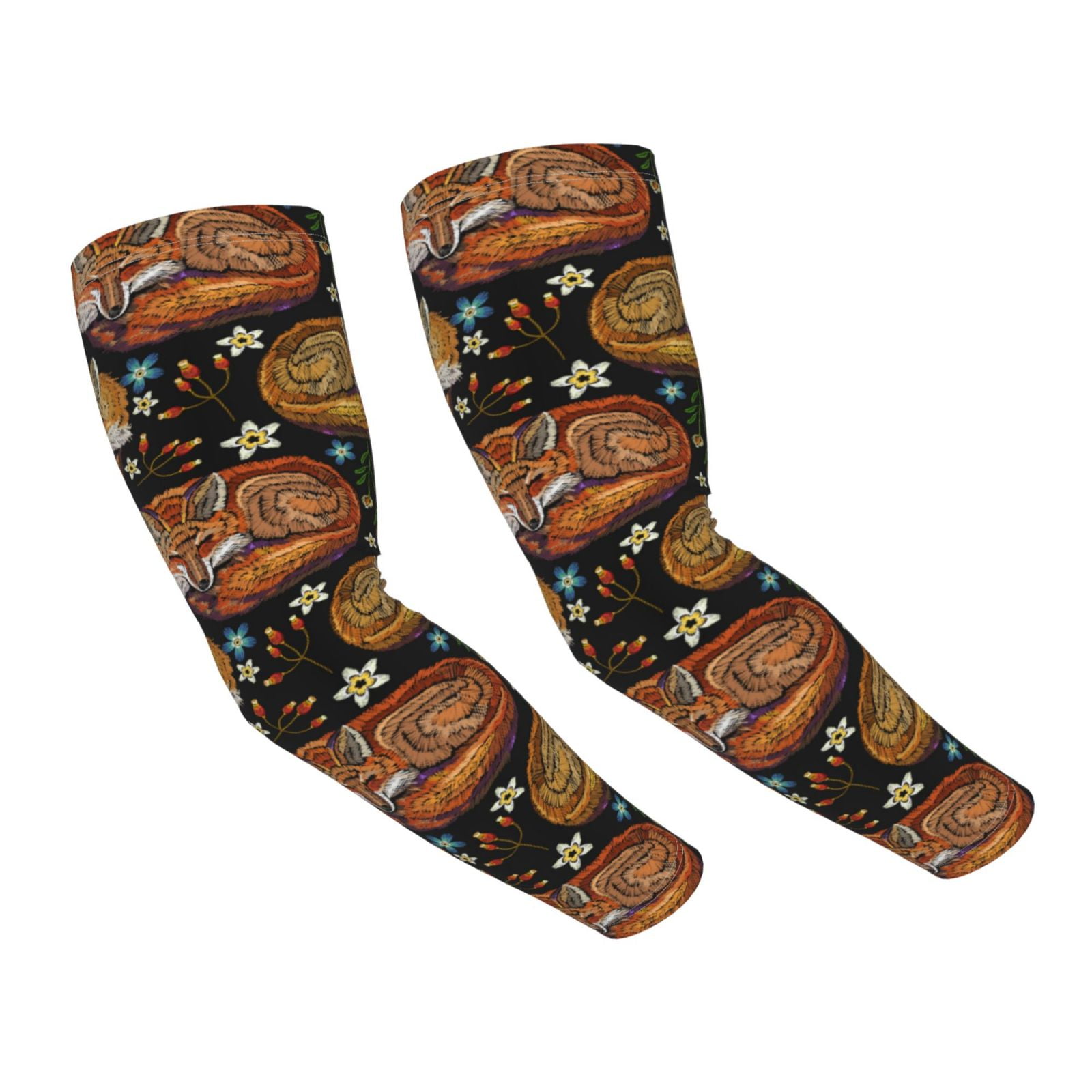 Arm Sleeves For Men/Women, Tribal Fox Flowers Sun Protection Cooling ...
