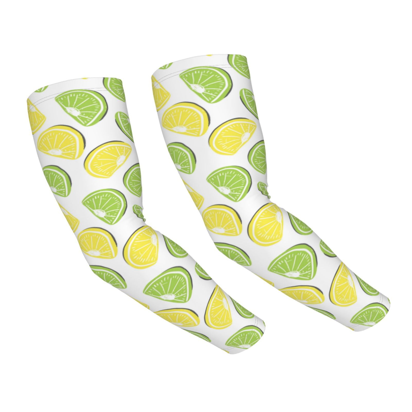 Arm Sleeves For Men/Women, Yellow Green Lemon Print Sun Protection ...