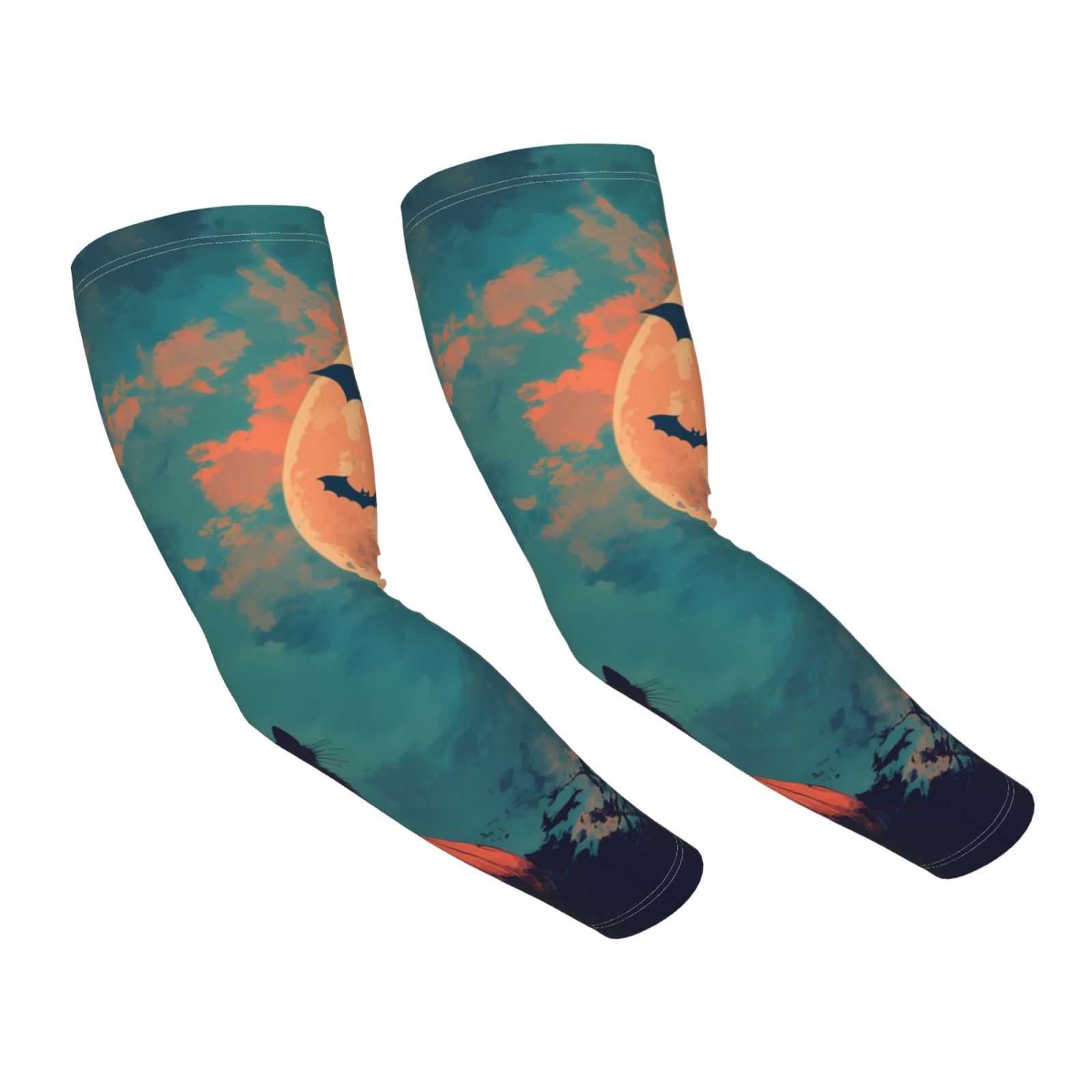 Arm Sleeves for Men/Women - Halloween Night Sky Black Cat Bat Sun ...