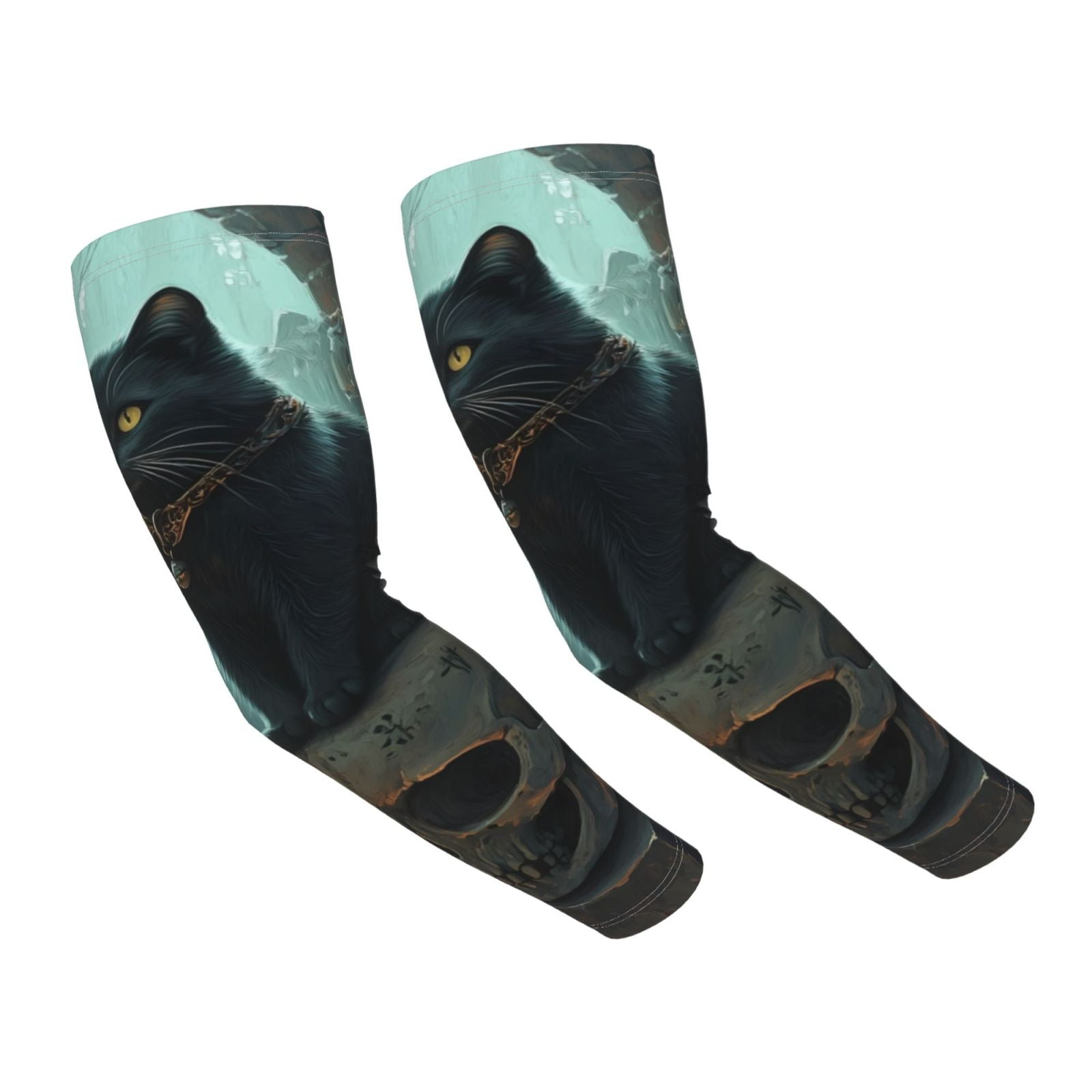 Arm Sleeves for Men/Women - Halloween Vintage Black Cat Skull Sun ...