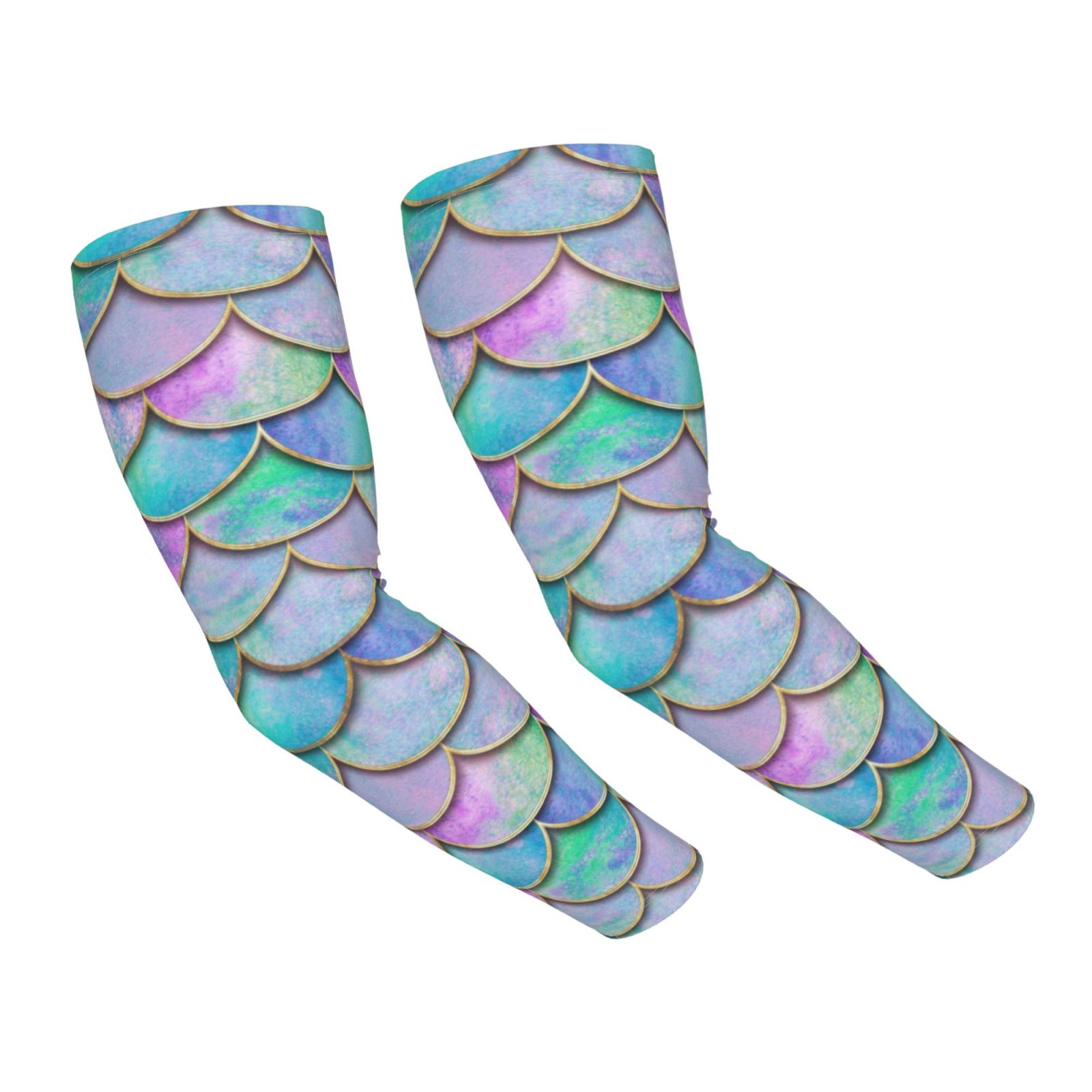 Arm Sleeves for Men/Women, Retro green pink fish scale Sun Protection ...