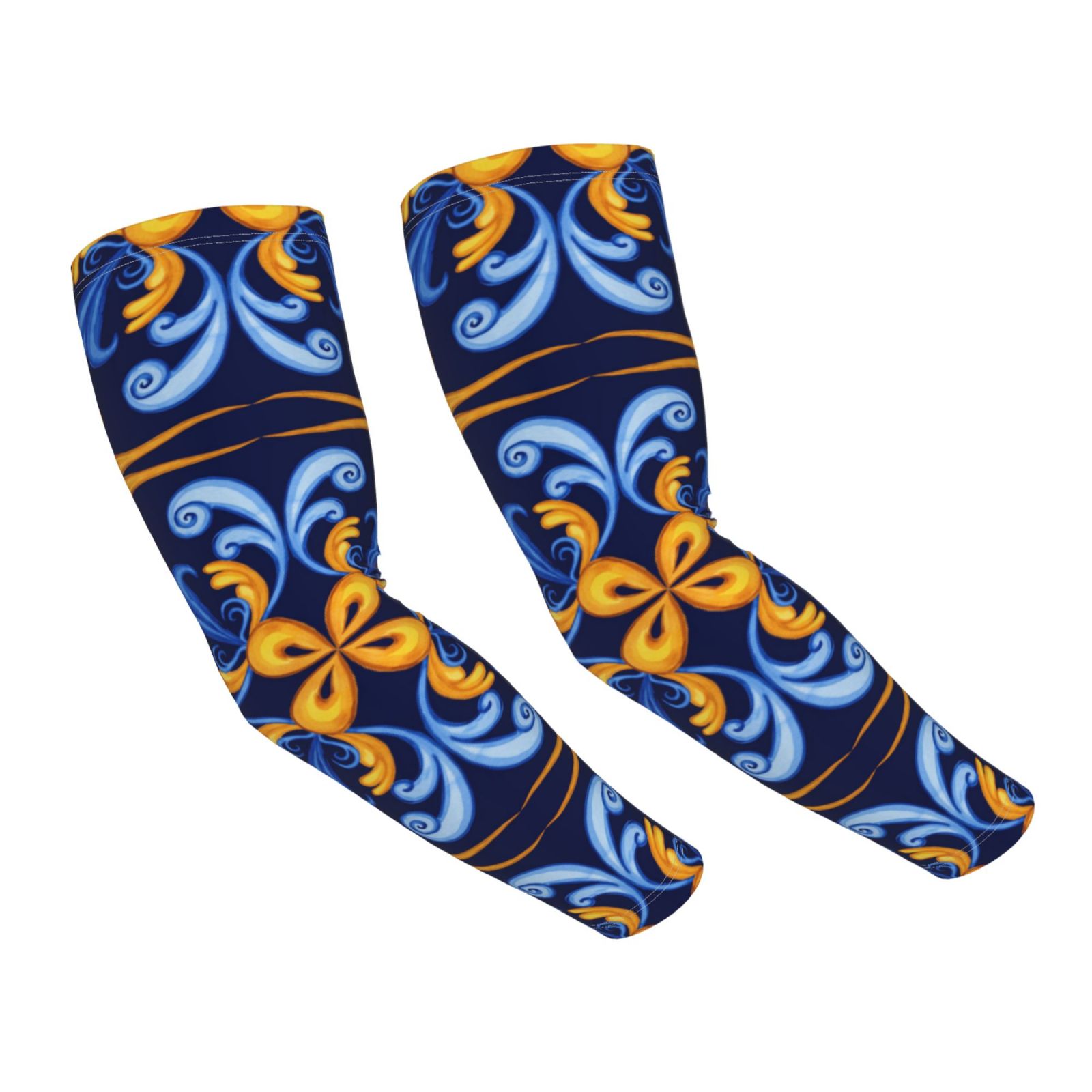 Arm Sleeves for Men/Women - Sicilian blue pattern Moroccan style Sun ...