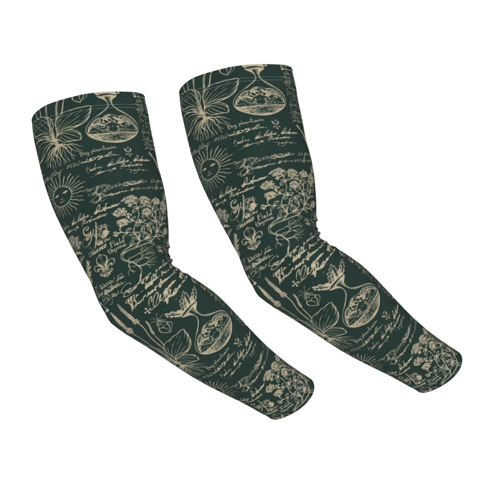 Arm Sleeves for Men/Women, Vintage Botanical Sketch Collage A Sun ...