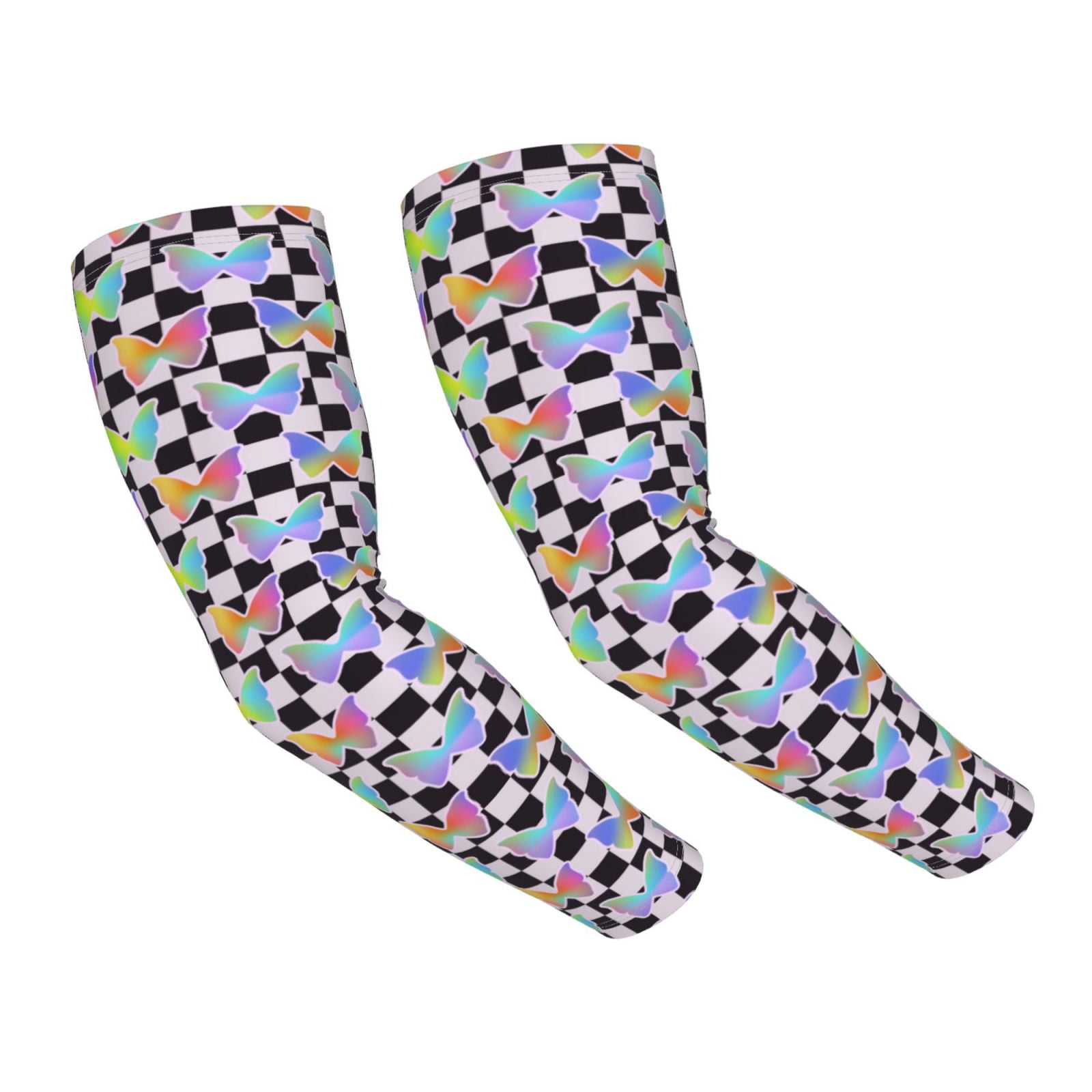 Arm Sleeves for Men/Women, Y2K aesthetic grid butterfly Sun Protection ...