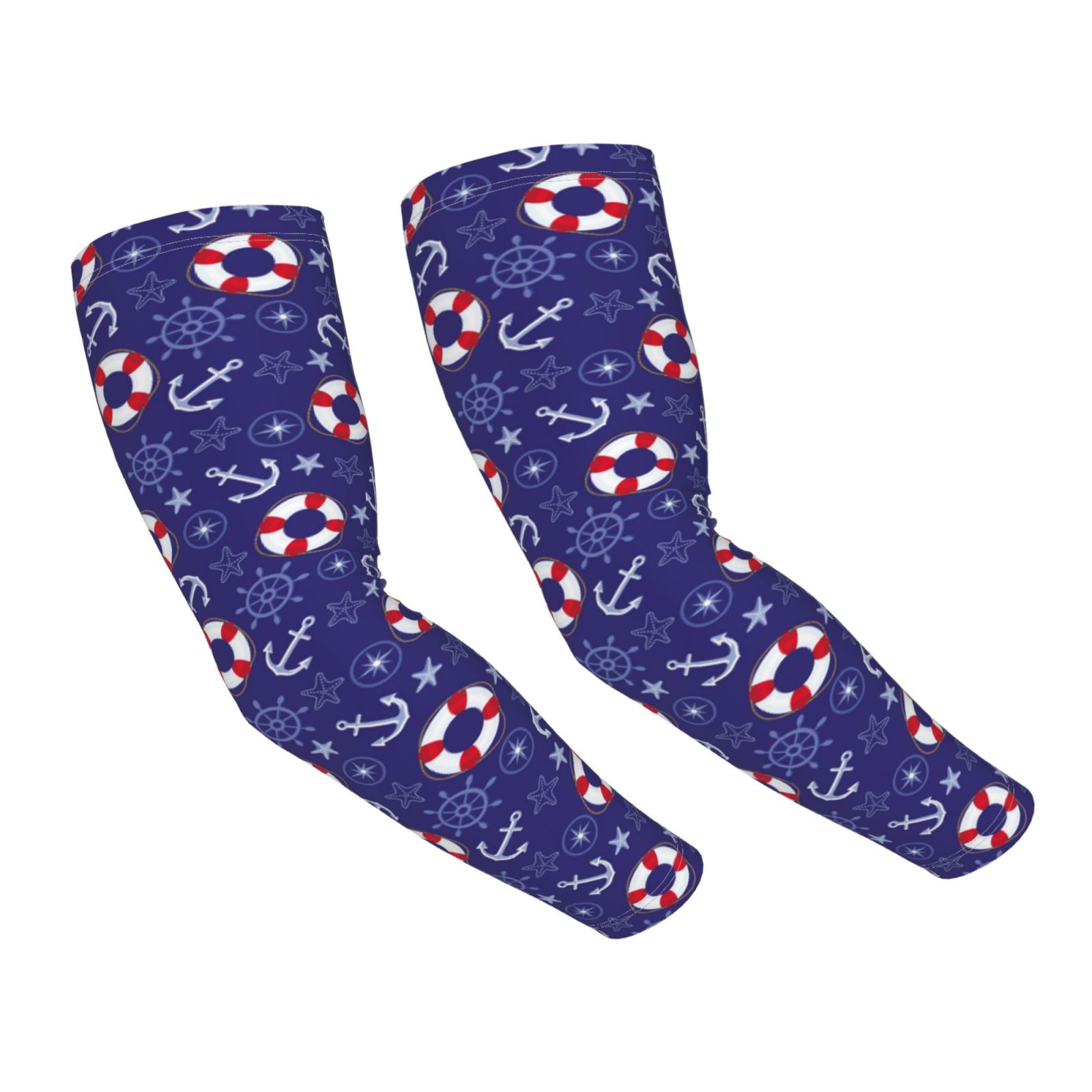 Arm Sleeves for Men/Women - anchor starfish Swim ring Dark Blue Sun ...