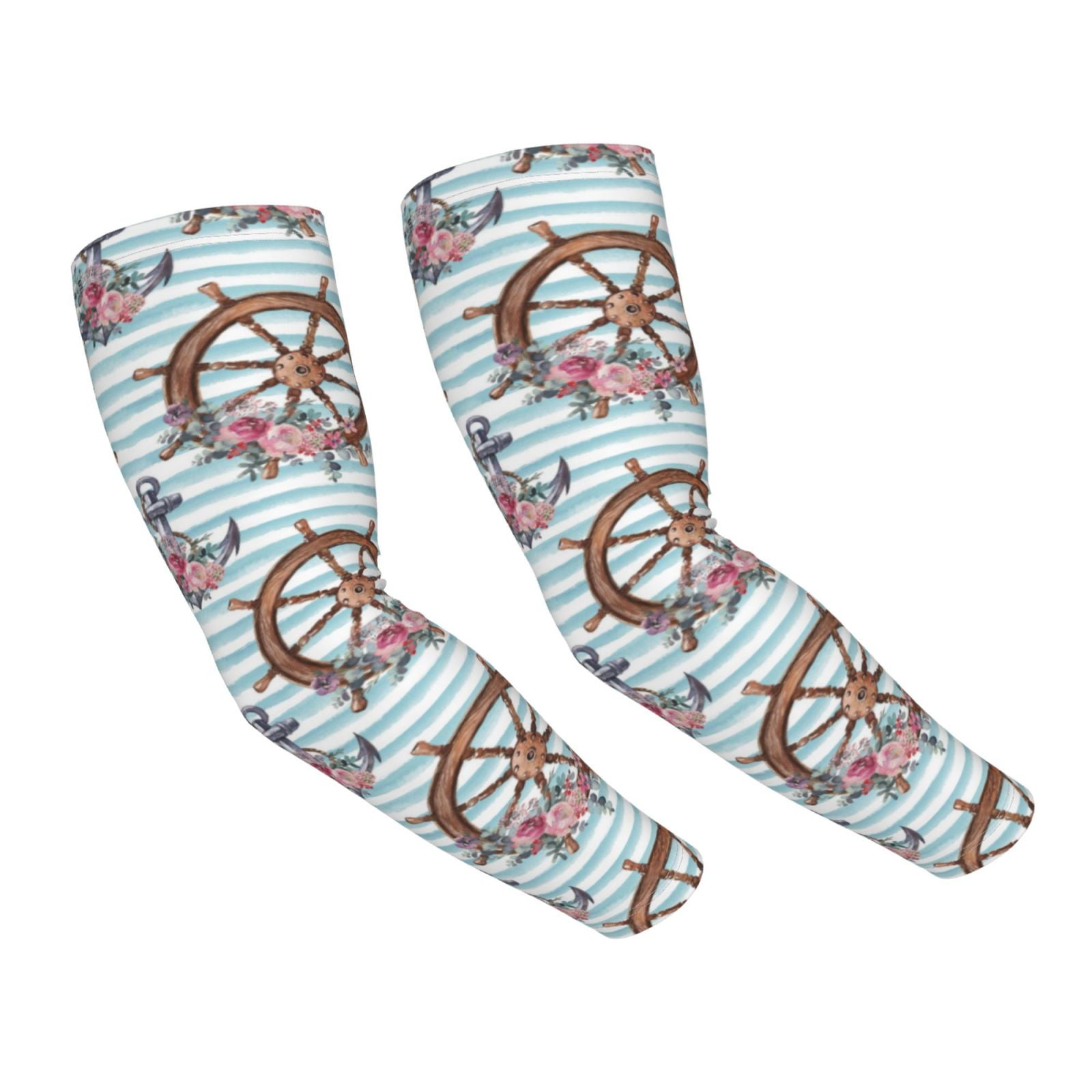 Arm Sleeves for Men/Women - vintage anchor steering wheel flower Sun ...