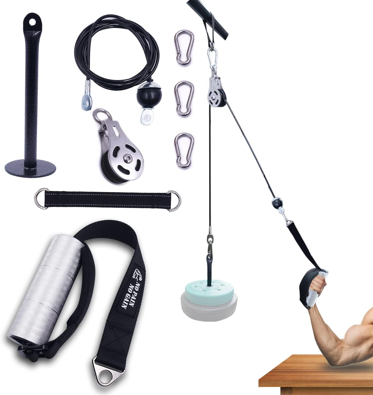 Arm Wrestling Exercise Handle Φ2in Grip with Pulley Set - Wrist and ...