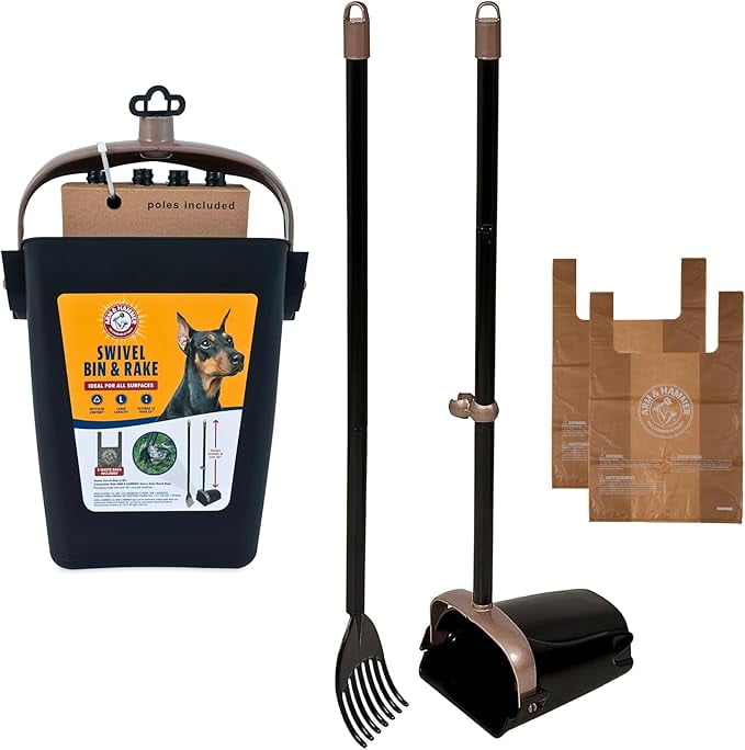 Arm and Hammer Dog Pooper Scooper Swivel Bin and Rake Poop Scoop for ...