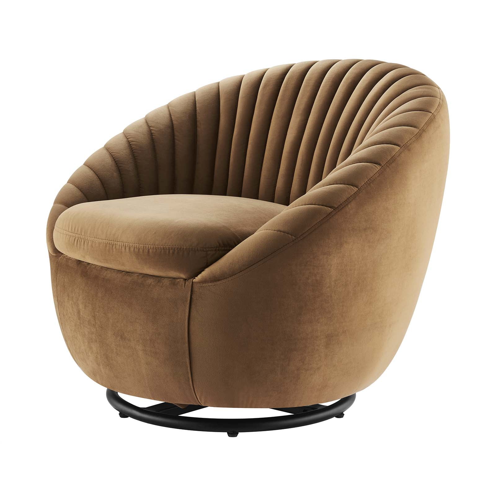 ArmTufted Chair Swivel Accent Tufted Chair, Black Brown, Velvet, Modern ...