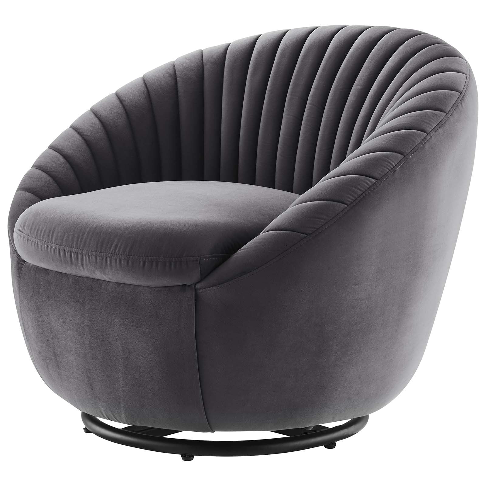 ArmTufted Chair Swivel Accent Tufted Chair, Black Grey Gray, Velvet ...