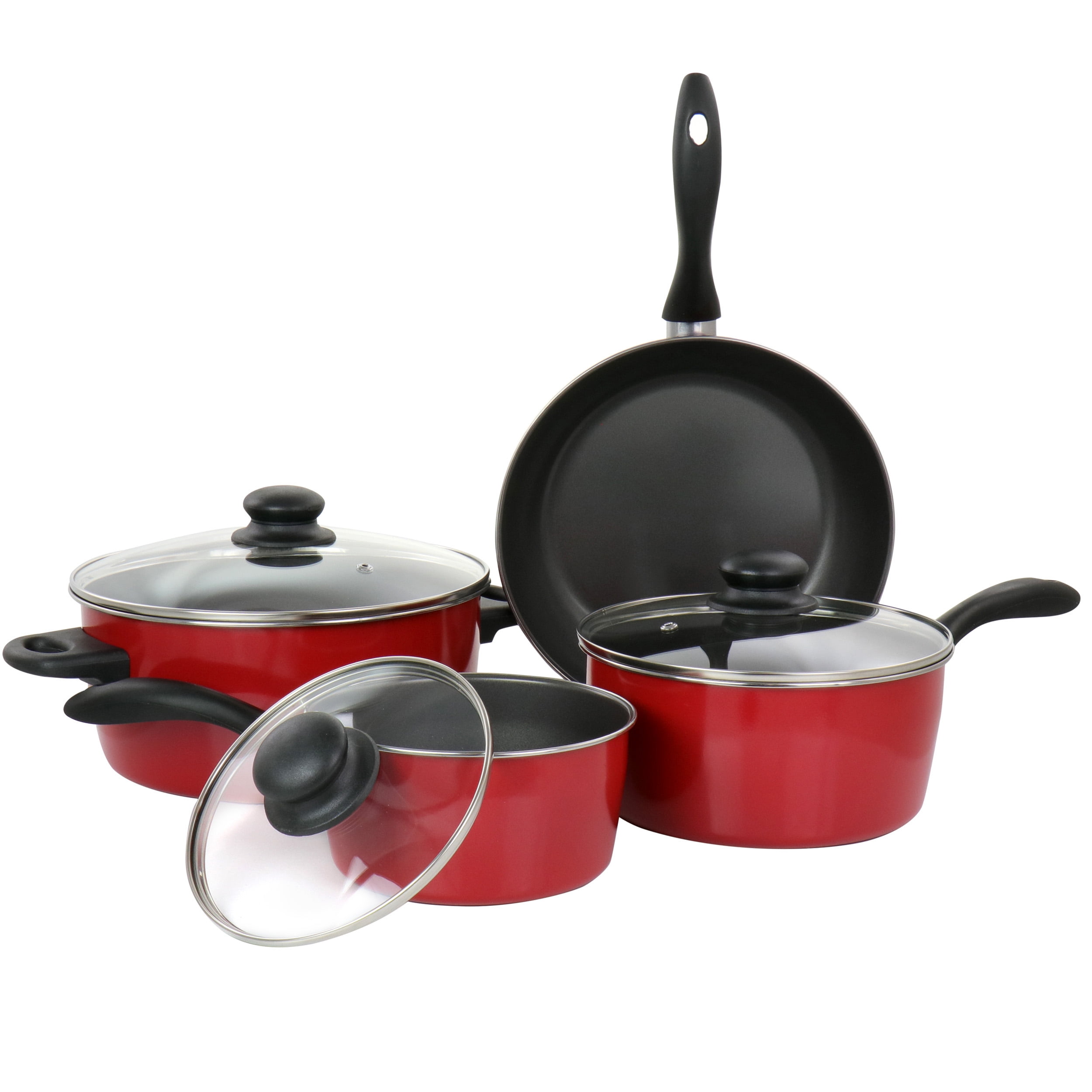 Armada 7 Piece Nonstick Carbon Steel Cookware Set in Red - Walmart.com