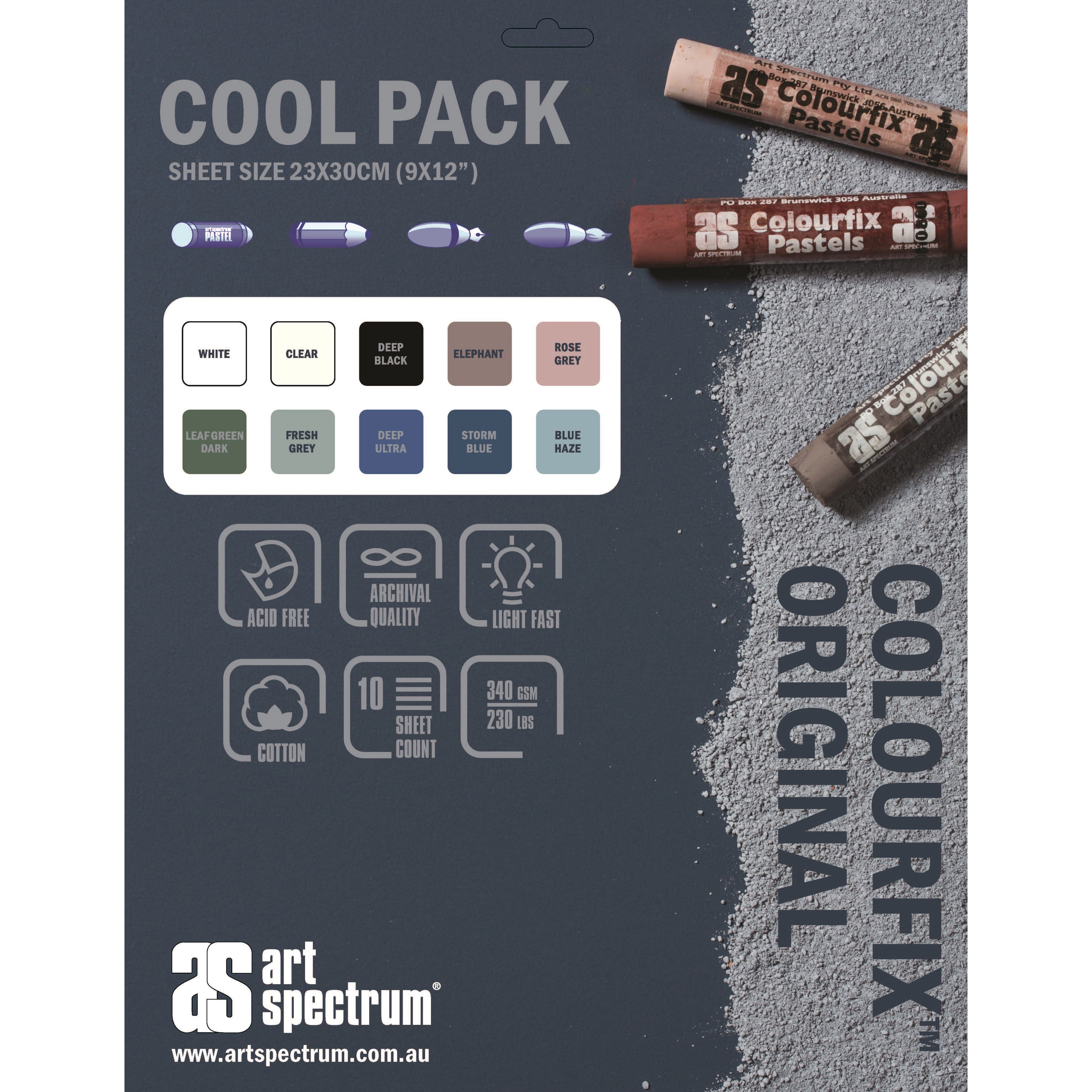 Armadillo Colourfix Pastel & Multi-Media Paper Pack, Cool Colors, 9" x ...