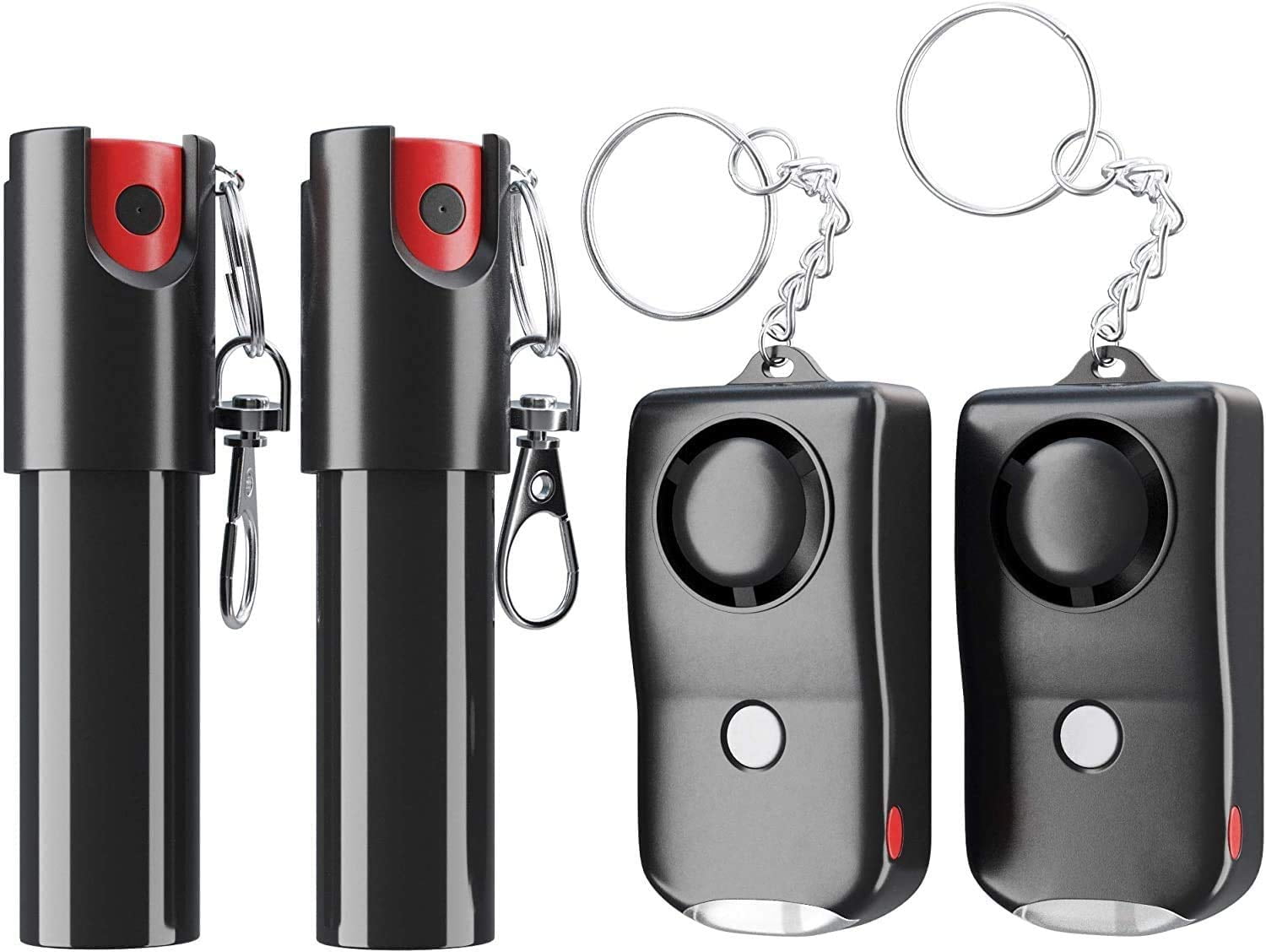 Armadillo Defense Safety Set: Pepper Spray, Personal Alarm Keychain with Light (4 Pack ...